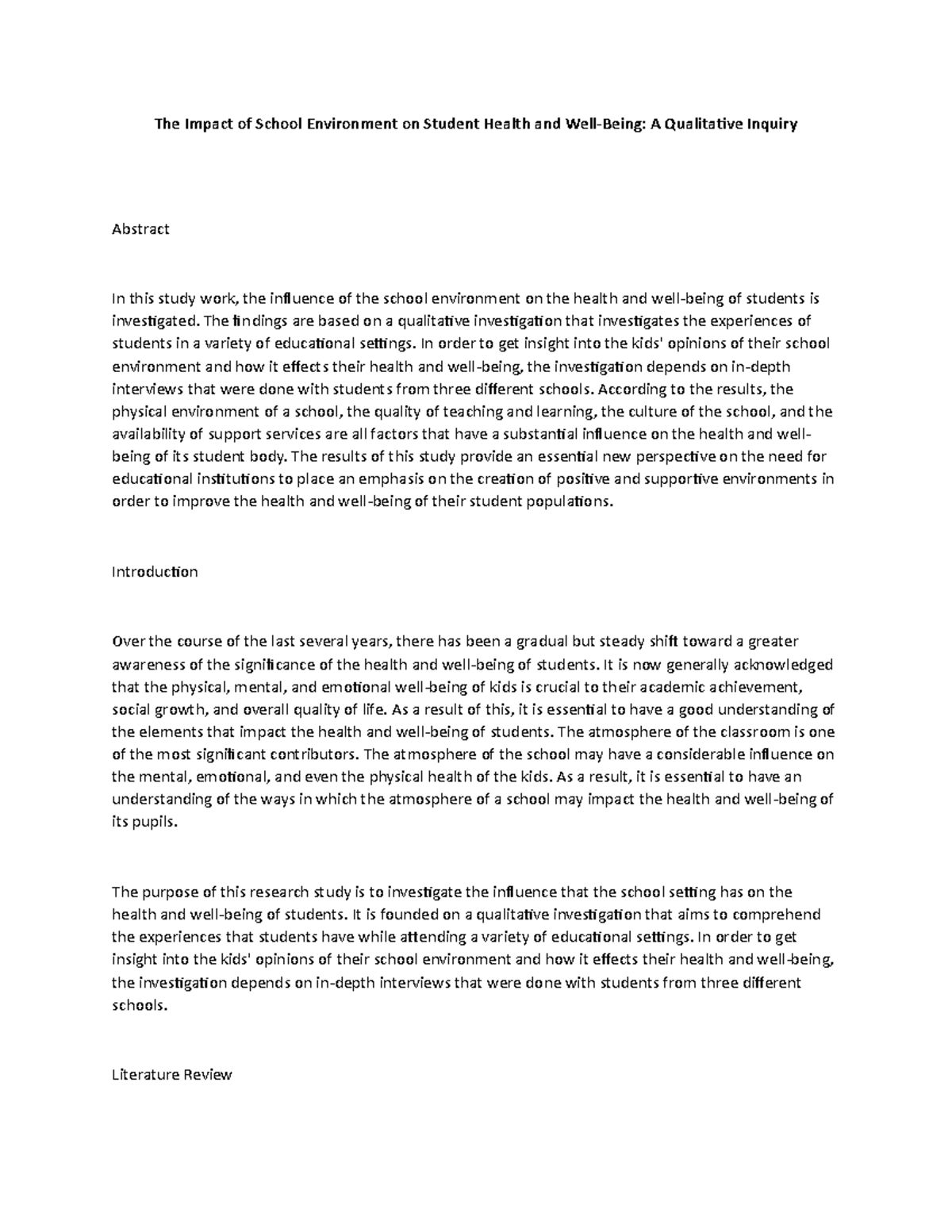 The Impact of School Environment on Student Health and Well-Being - The ...