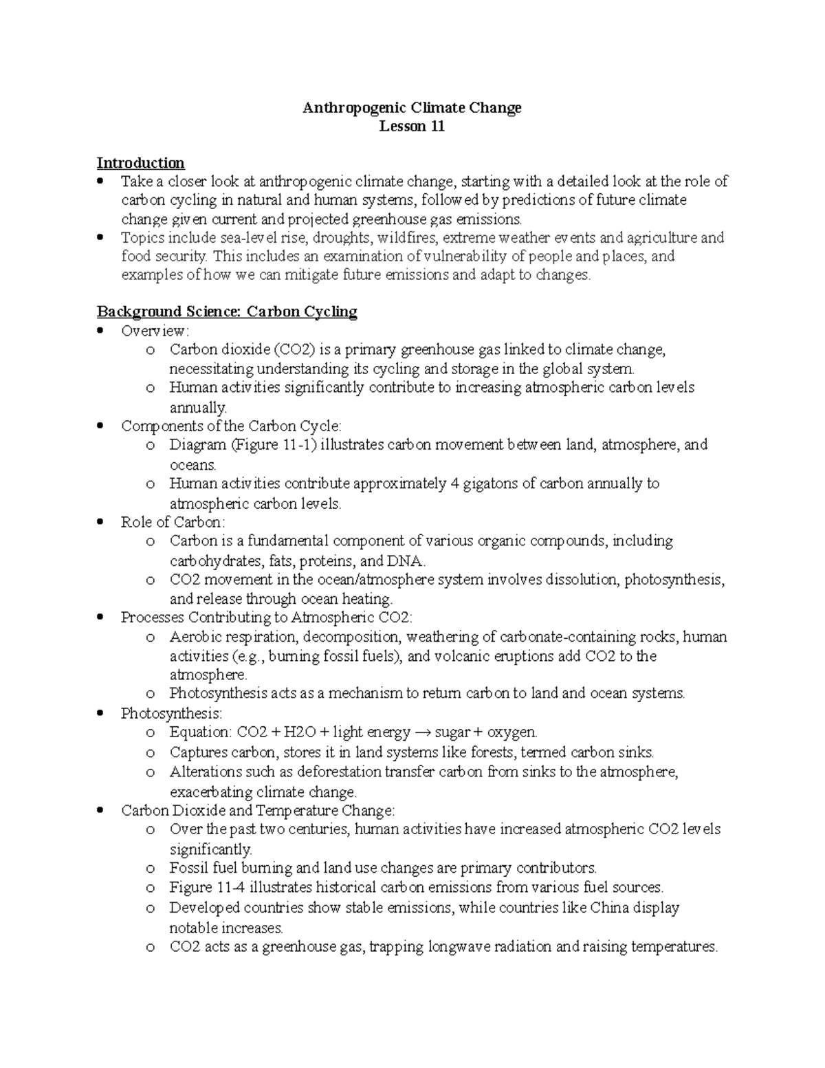 Anthropogenic Climate Change Lesson 11 - Anthropogenic Climate Change ...