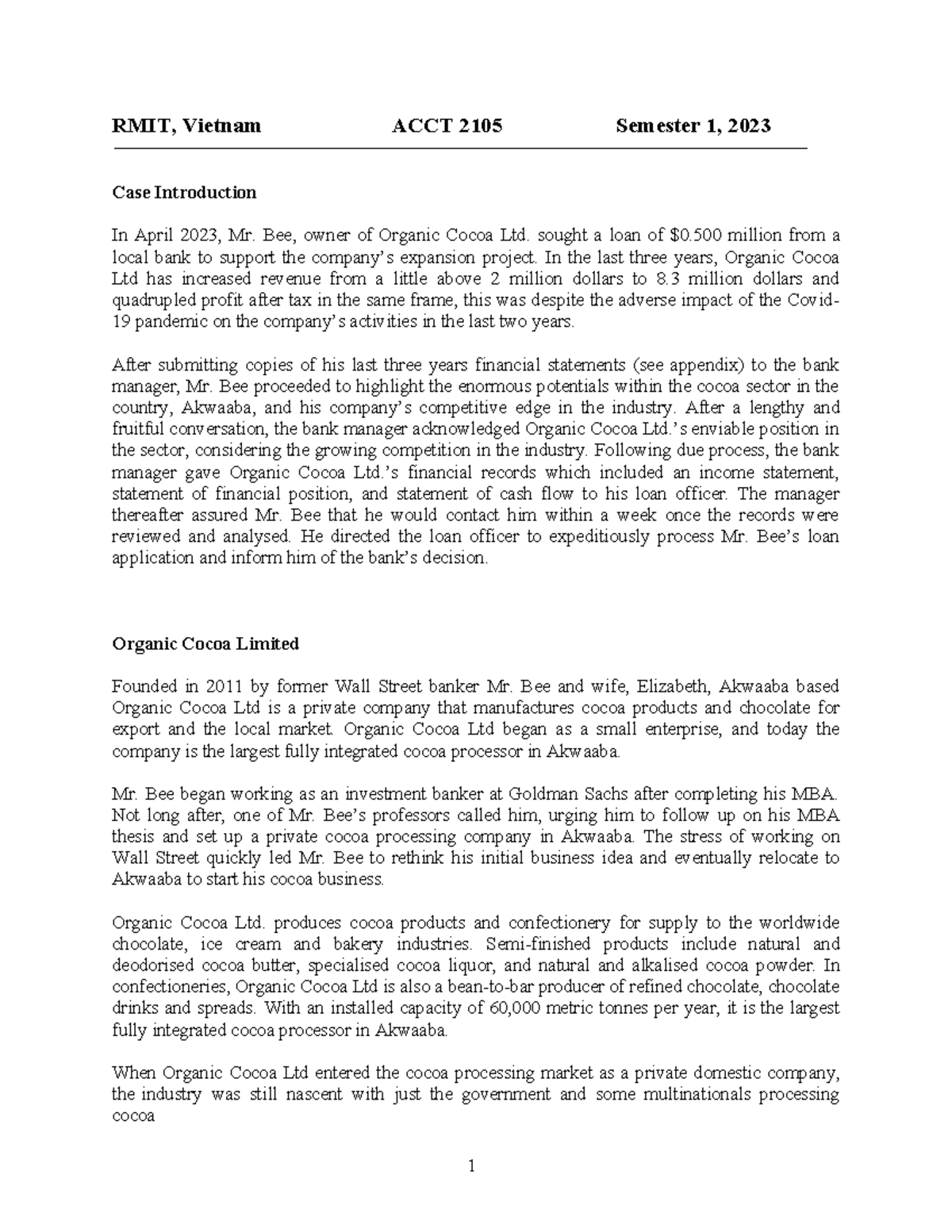 Assessment 3 Sem 1 accounting assignment 2023 - RMIT, Vietnam ACCT 2105 ...