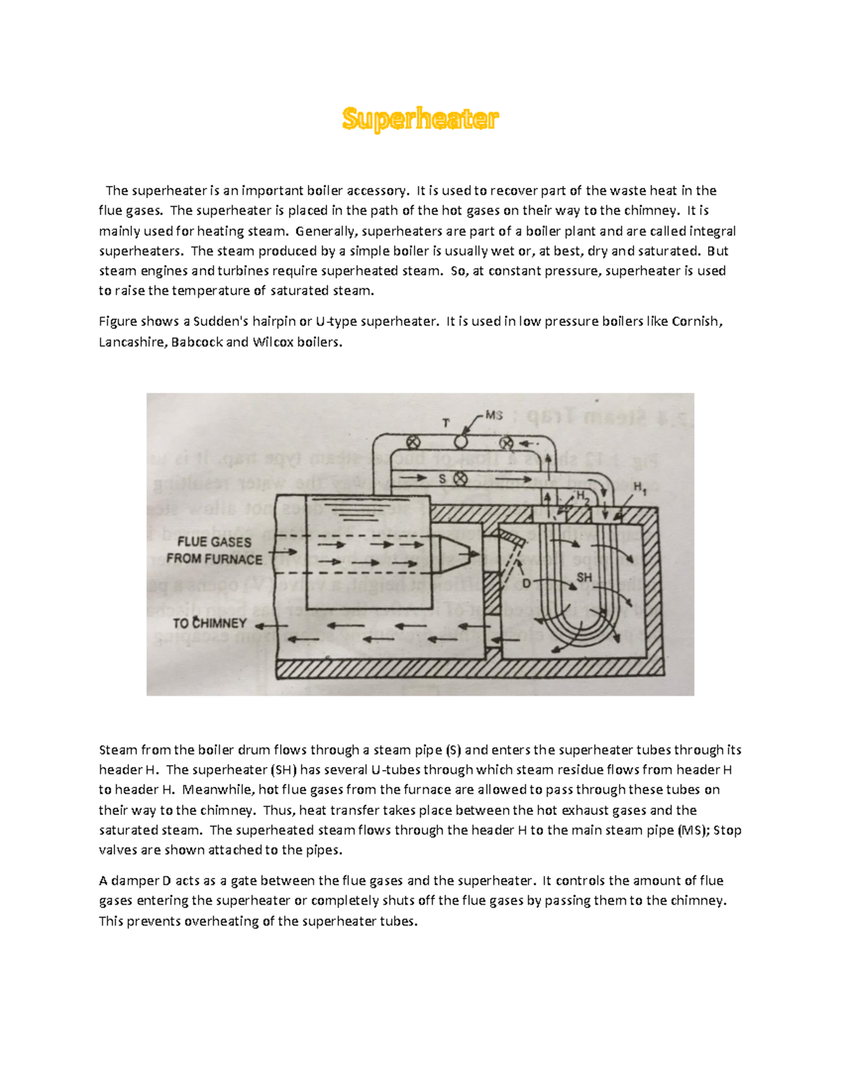 Superheater - Study Material - The superheater is an important boiler ...