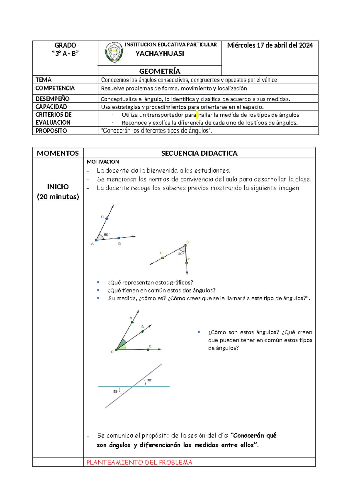 Geometría - Tipos DE Angulos - GRADO “3° A - B” IN INSTITUCION ...
