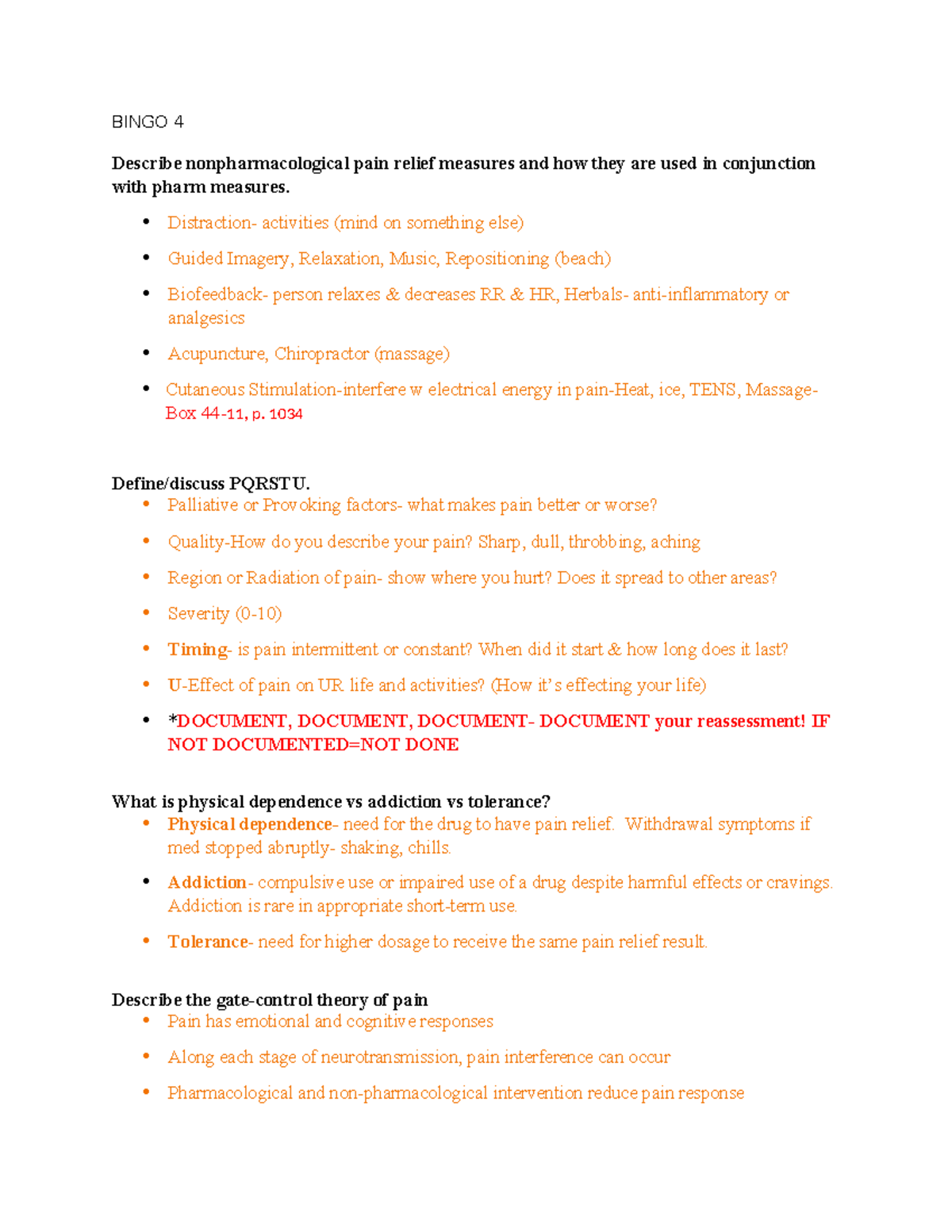 Level 5 Intro Nursing Bingo-FALL 2020 Exam 4 Bingo - BINGO 4 Describe ...