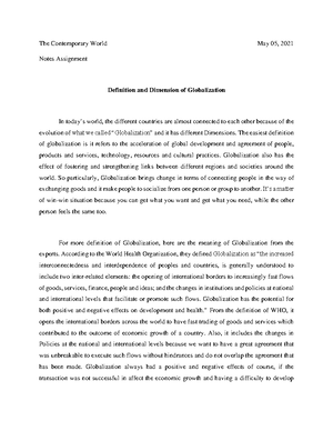Introductory Video of Globalization - Reflection Paper #1 (Introductory ...