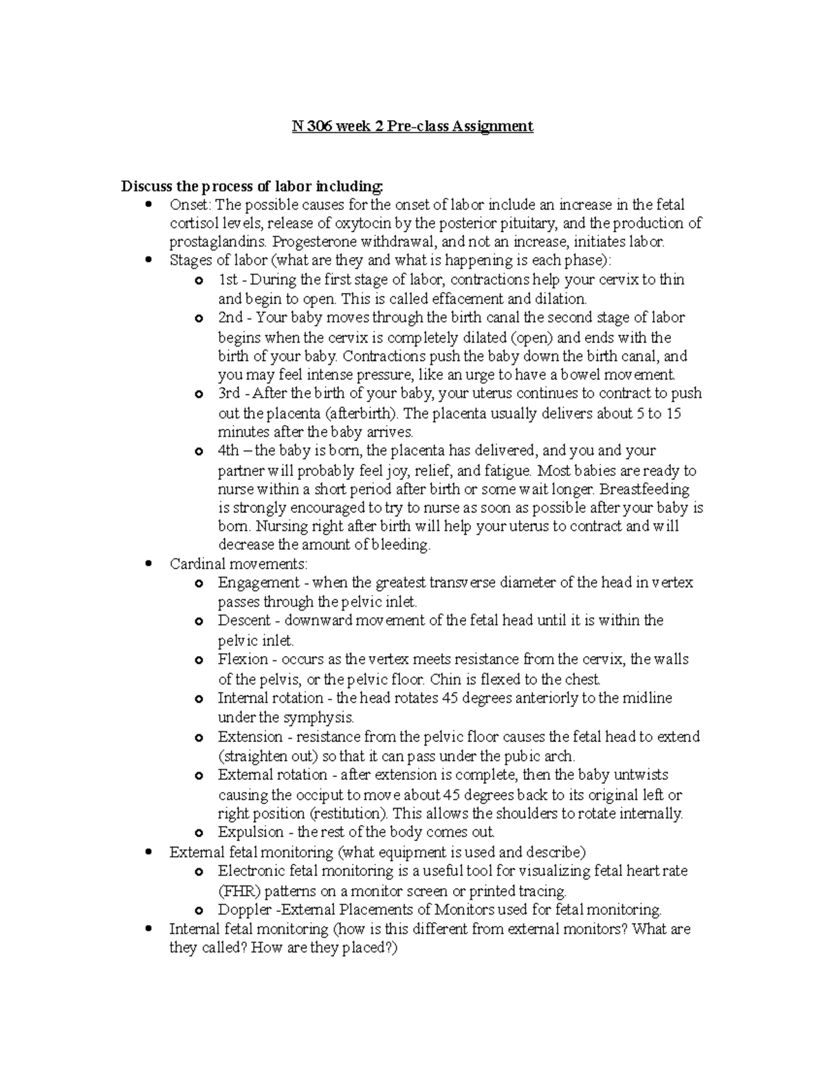Week 2 PCA - week 2 pre class assignment - N 306 week 2 Pre-class Assignment Discuss the process ...