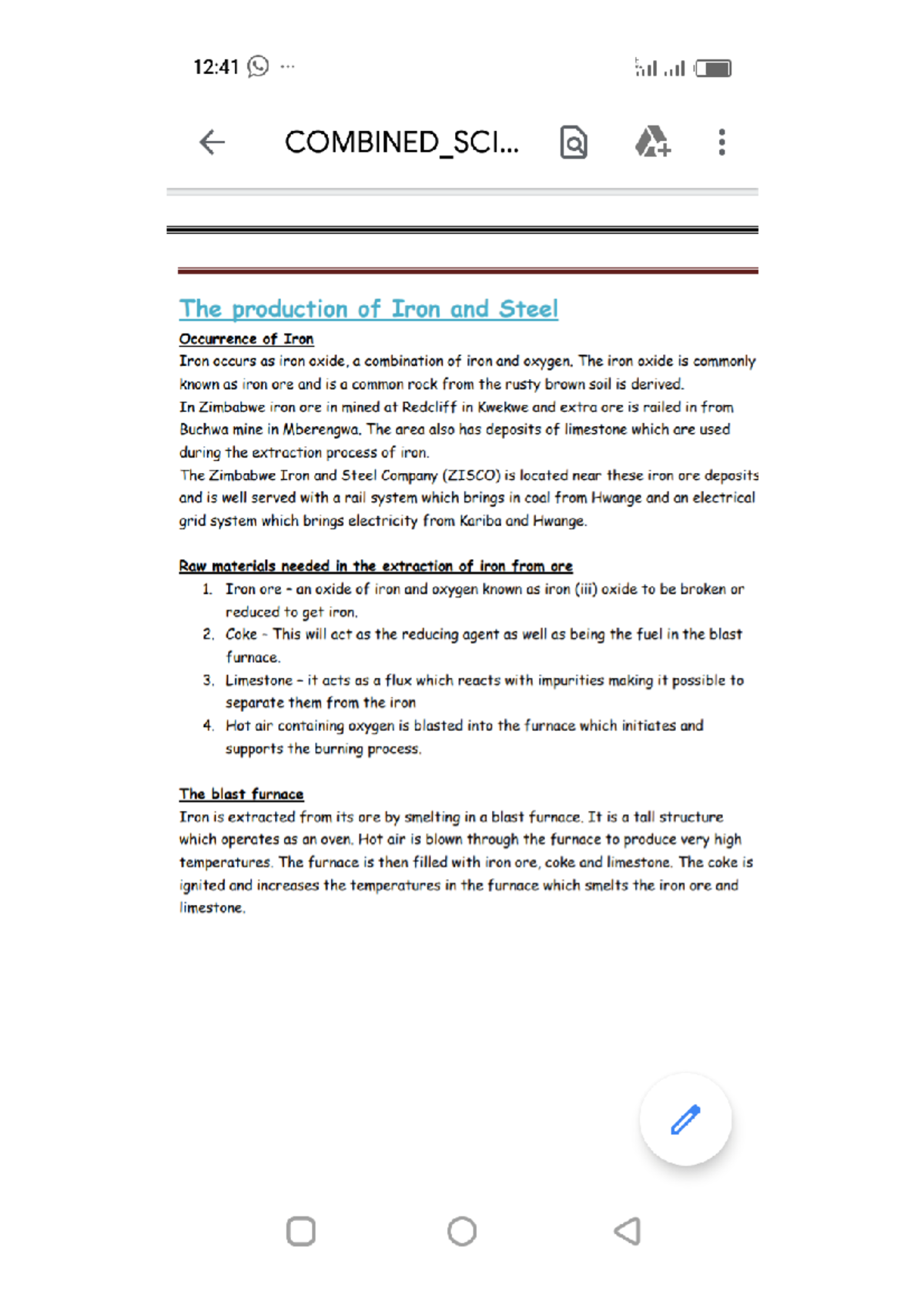 Combined science-Chemistry notes - Computer science - Studocu