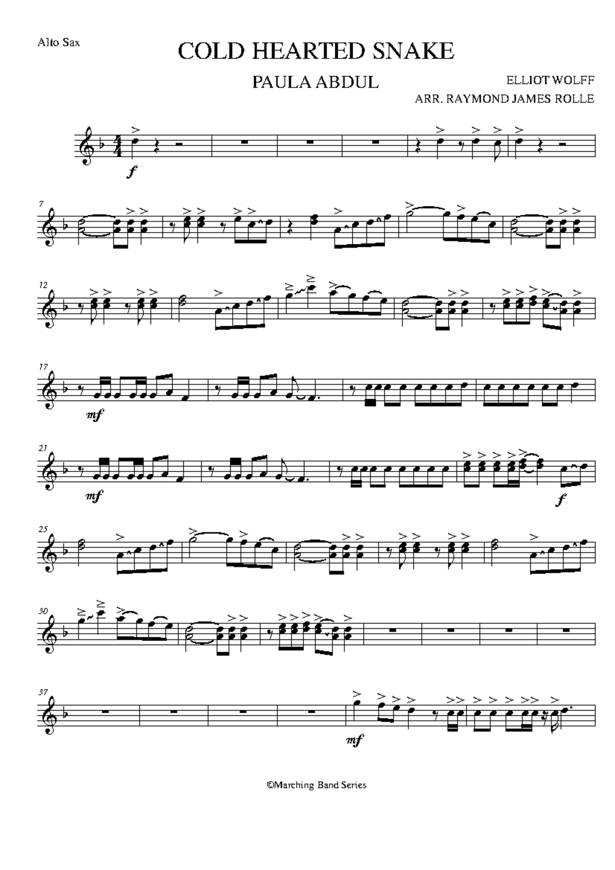 COLD Hearted Snake - Alto Sax - & b 4 4 S > SÓ f 3 3 3 S S > 0 S > J S ...