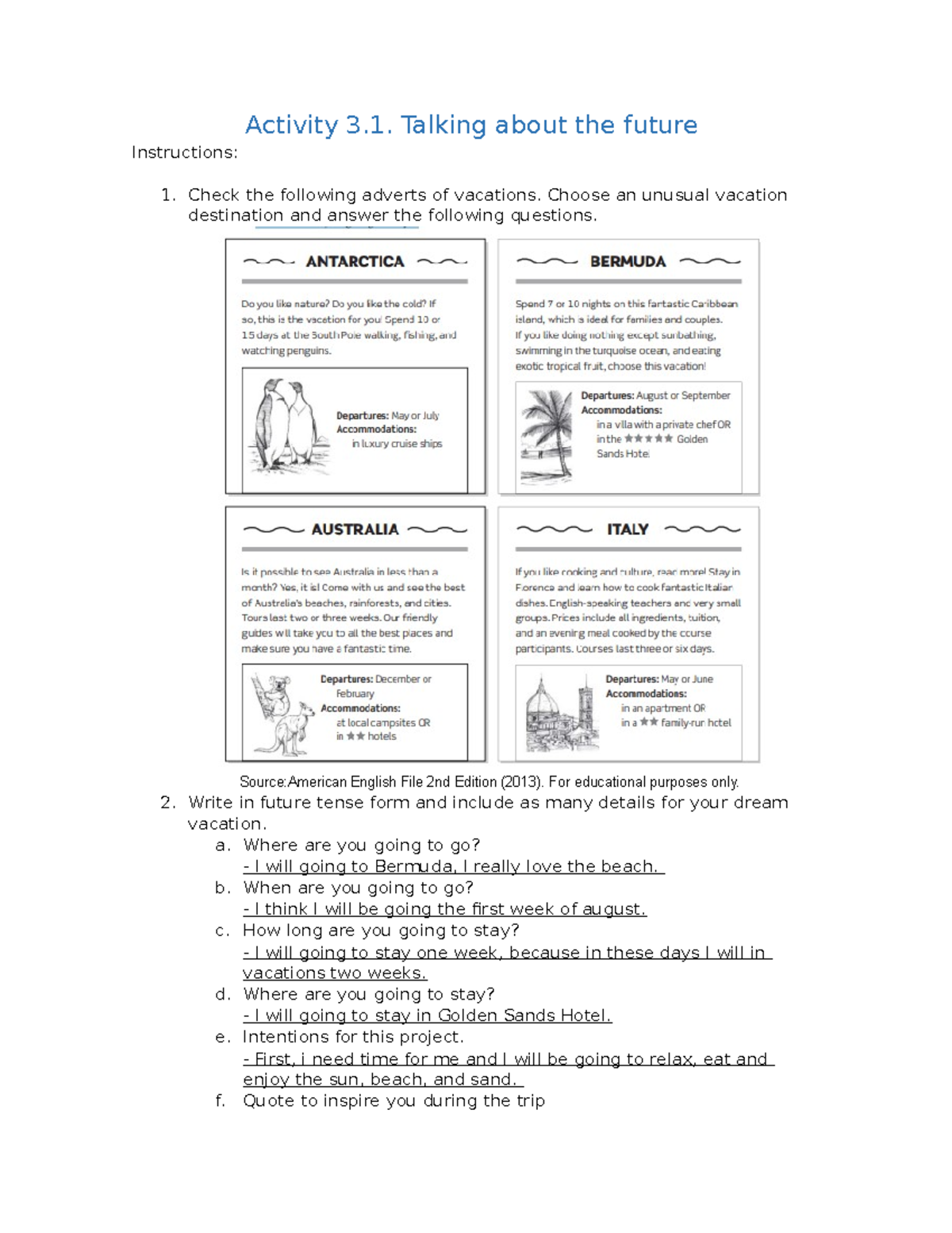 Activity 3 Talking about the future, Universidad Tecmilenio - Activity ...