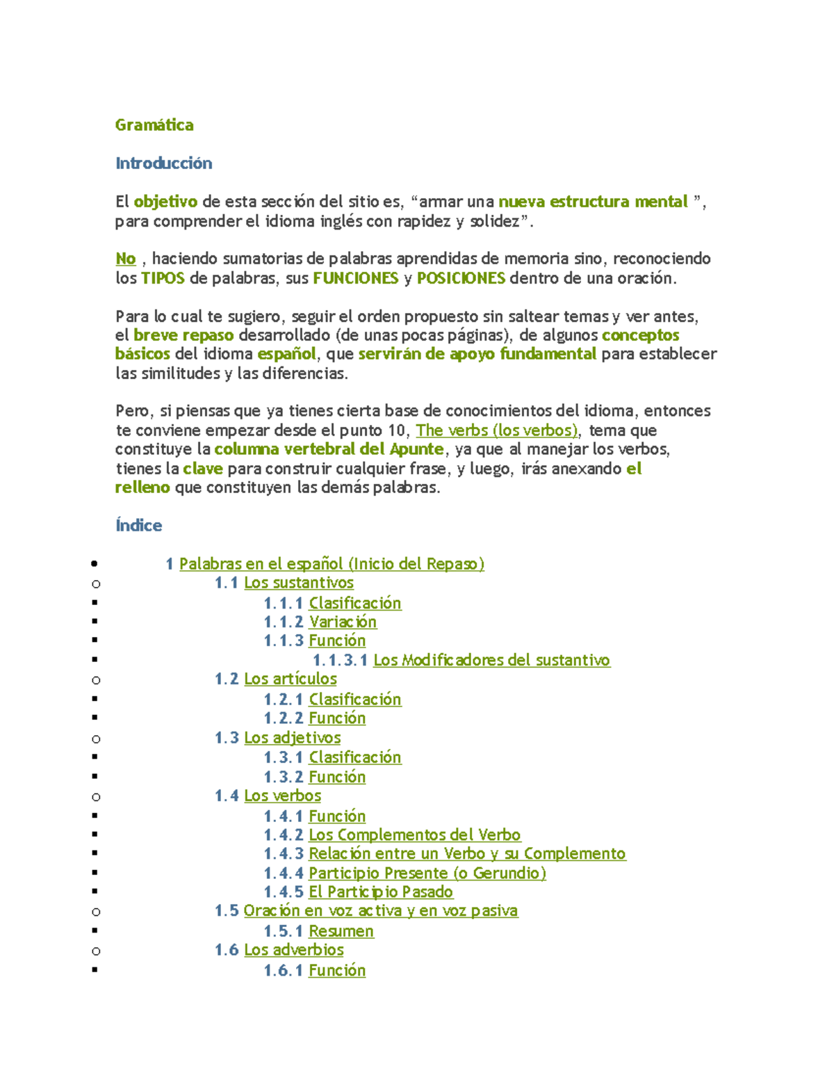Gramática - ESTUDIO PARA PREPARACIÓNMATICA - Gramática Introducción El ...