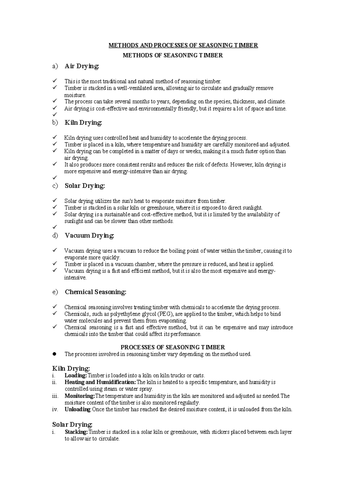 Methods AND Processes OF Seasoning Timber - METHODS AND PROCESSES OF ...