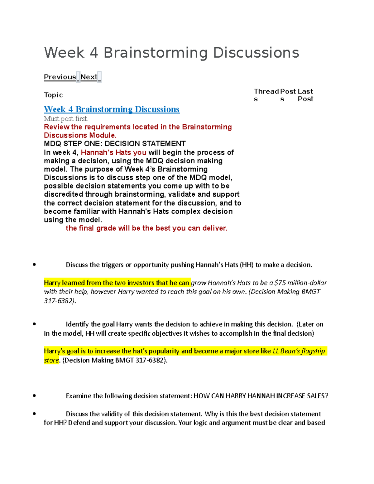 Week 4 Brainstorming Discussions - Week 4 Brainstorming Discussions ...
