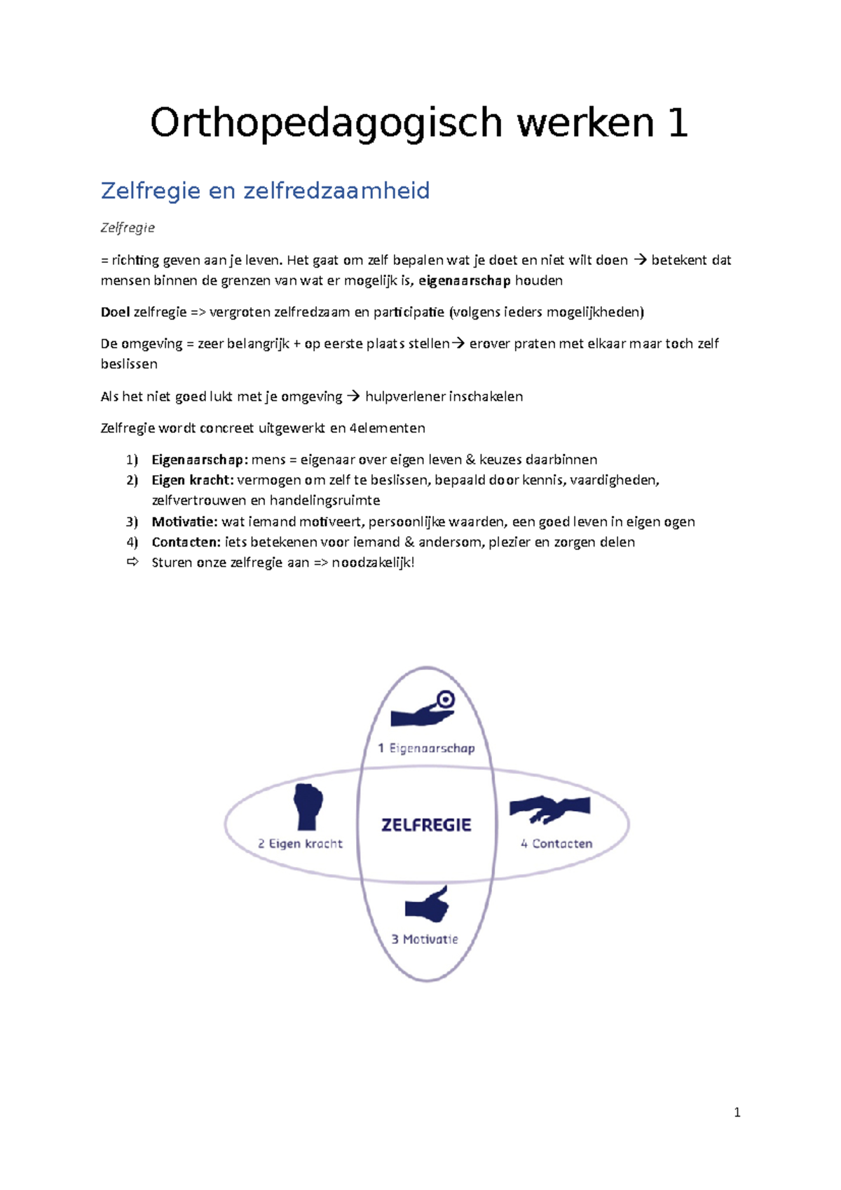 4 Zelfregie en zelfredzaamheid - Orthopedagogisch werken 1 Zelfregie en ...