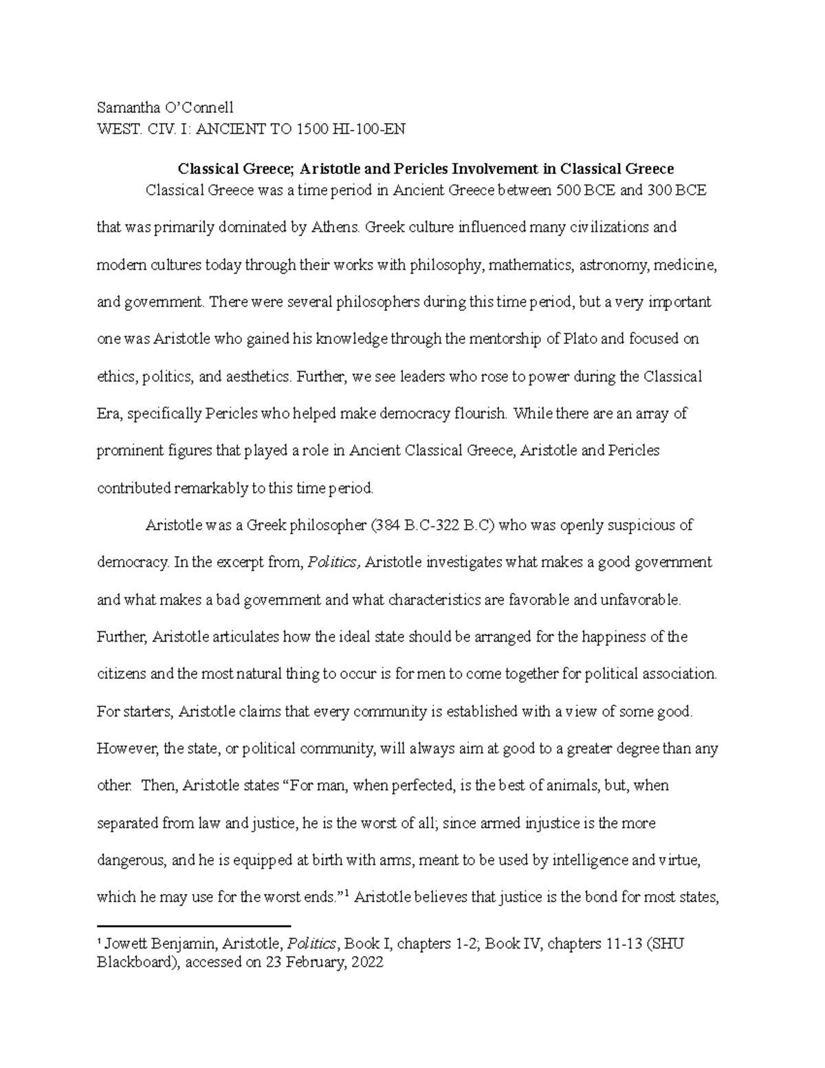 Primary source essay 1 - Samantha O’Connell WEST. CIV. I: ANCIENT TO ...
