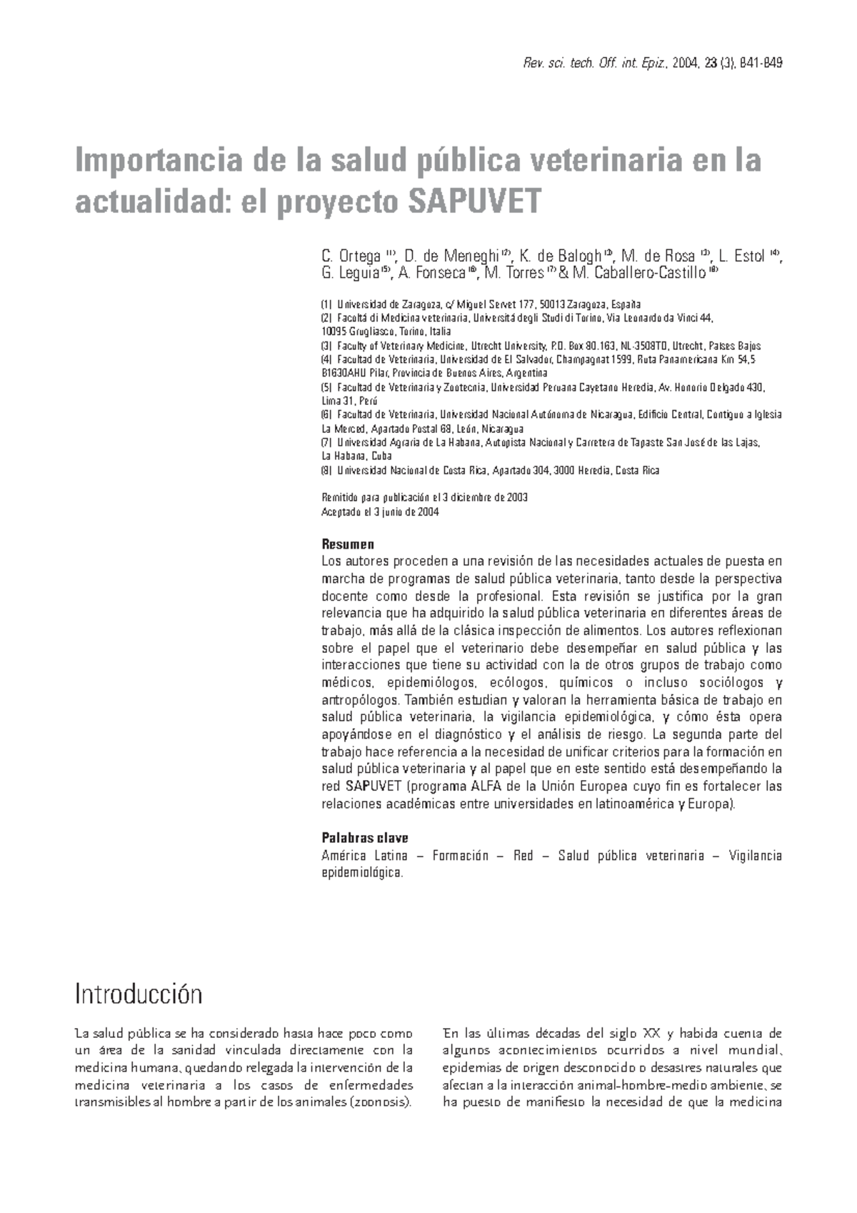 Importancia de la SPV en la actualidad - Rev. sci. tech. Off. int. Epiz ...