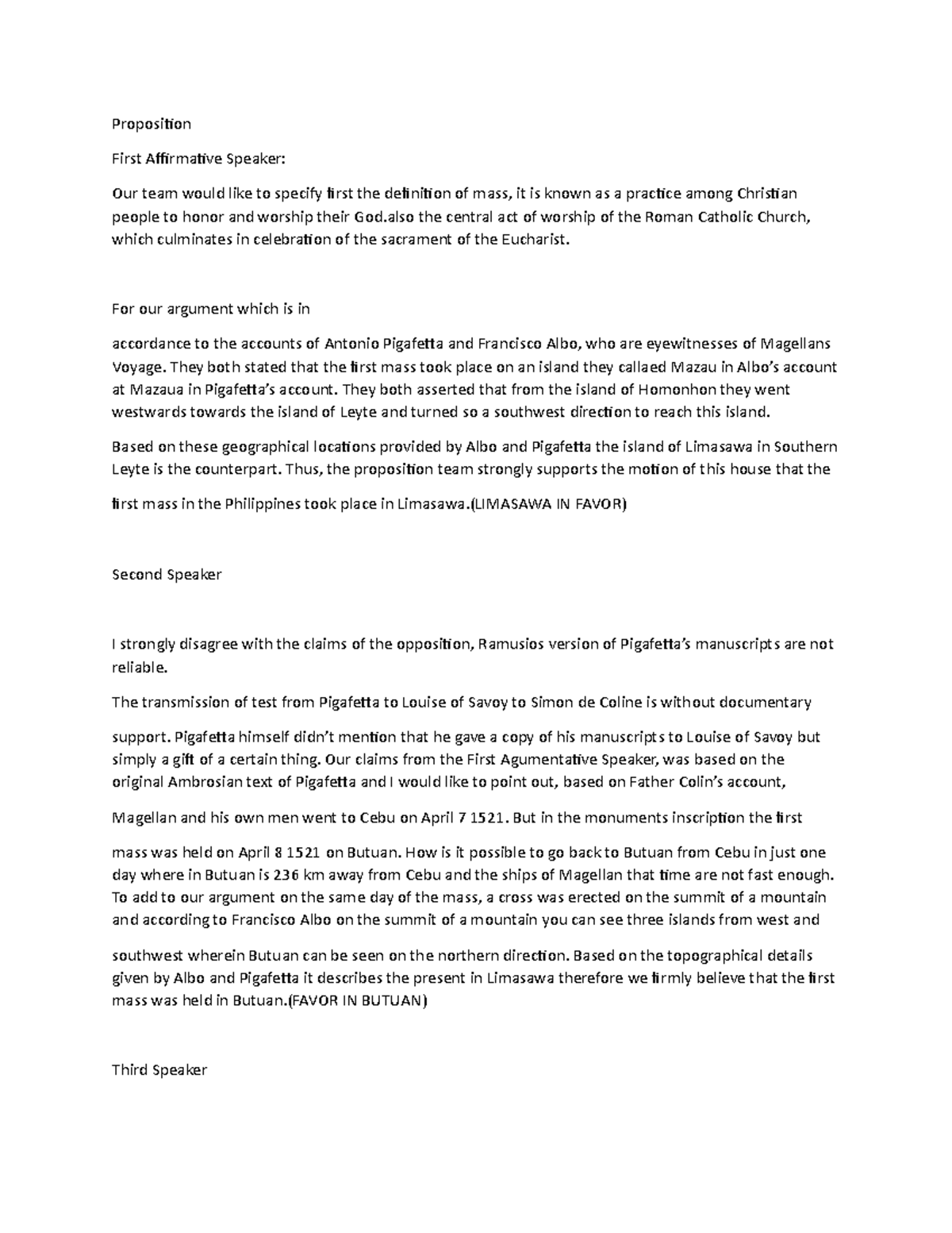 Script OF THE SITE OF THE First MASS - Readings in Philippines History ...