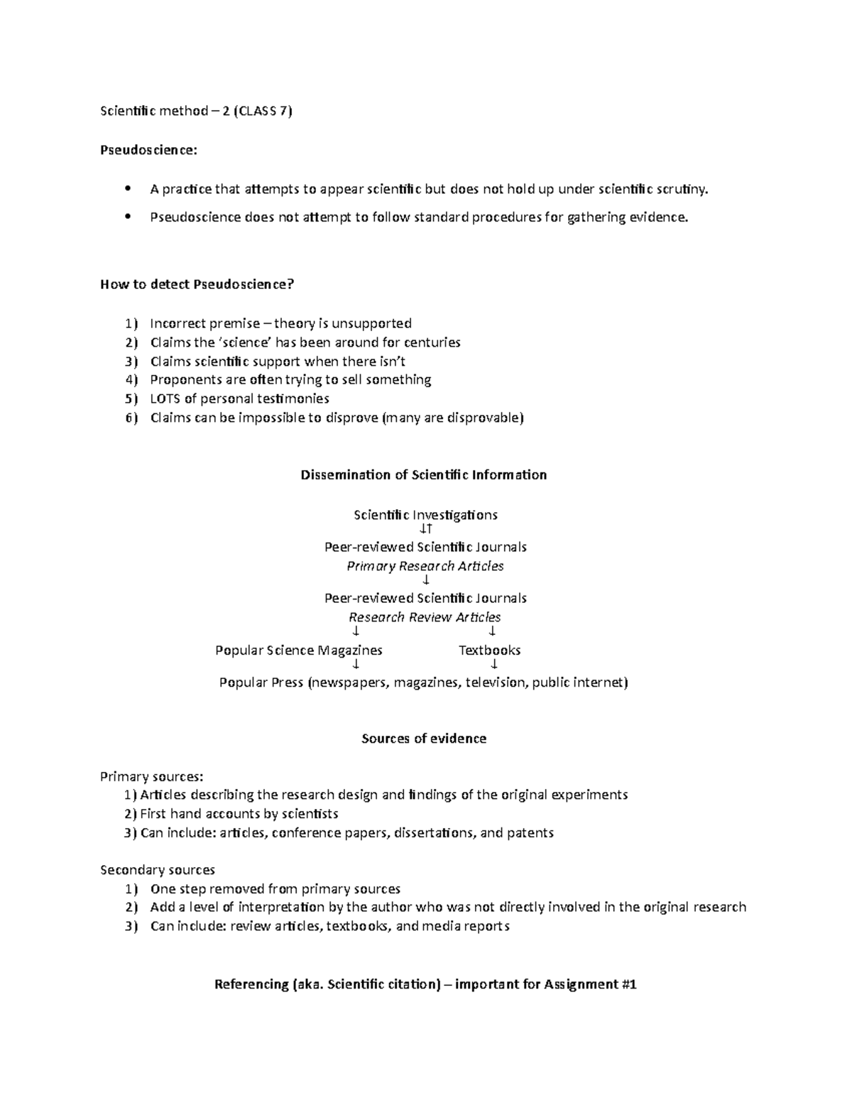 GNED 1101 Notes, class 7 - Scientific method – 2 (CLASS 7 ...