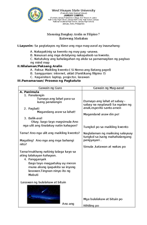 Lilian - Banghay Aralin sa Filipino 9 Ikalawang Markahan I. LAYUNIN ...