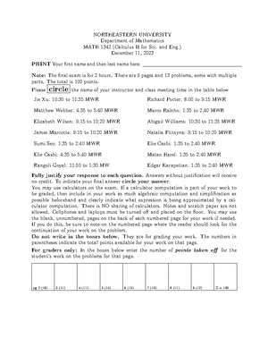 1342Test2Review - midterm 2 review - Calculus 2 Practice Exam 2 Suppose ...