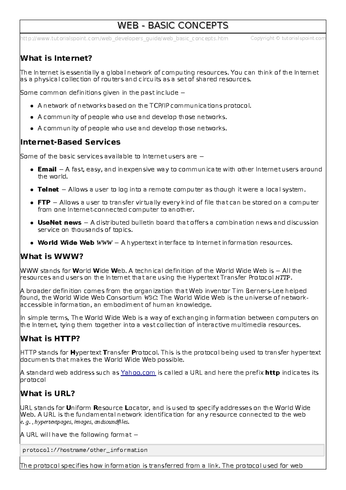Web basic concepts - sssssssssssssss - tutorialspoint/web_developers ...