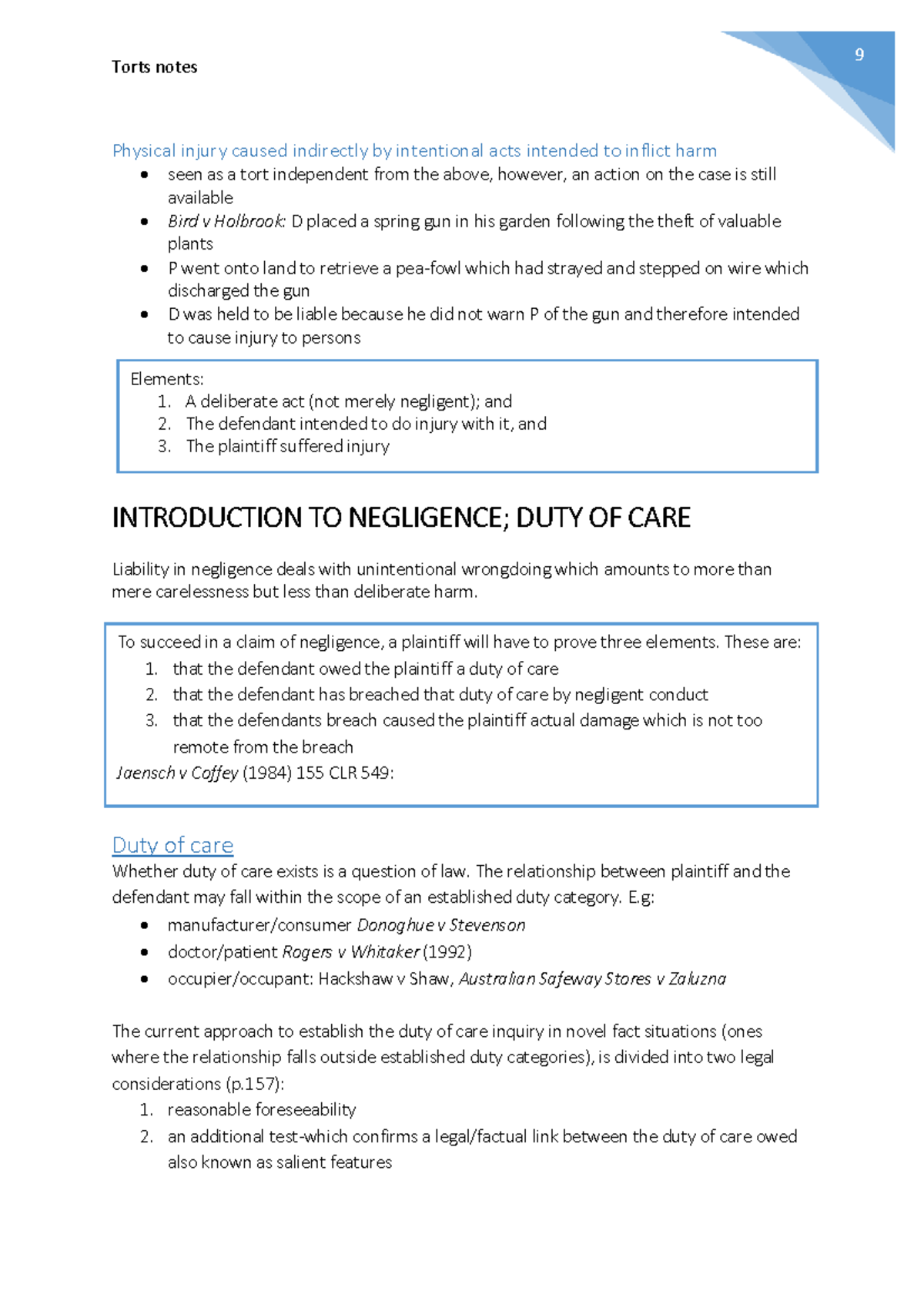 13604-sample - Tort Law - Physical injury caused indirectly by ...