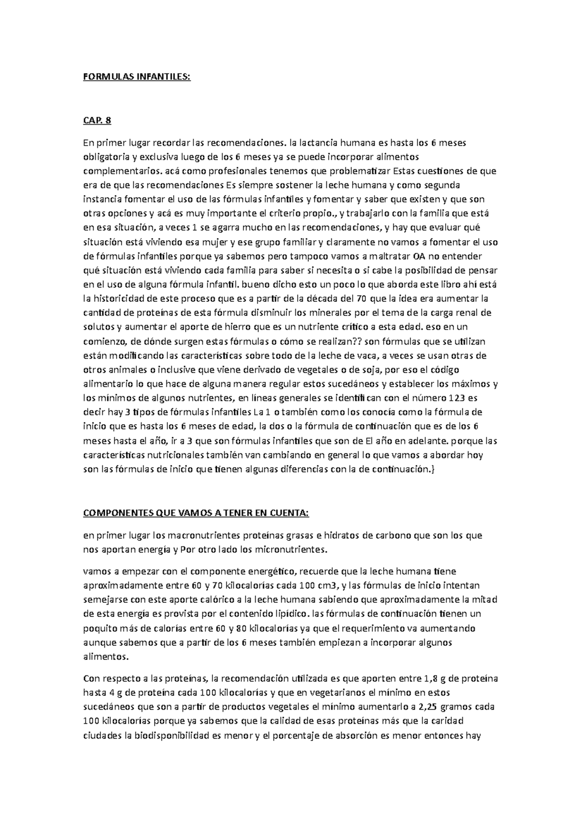 Formulas Infantiles 2 - Resumen de videos y textos - FORMULAS ...