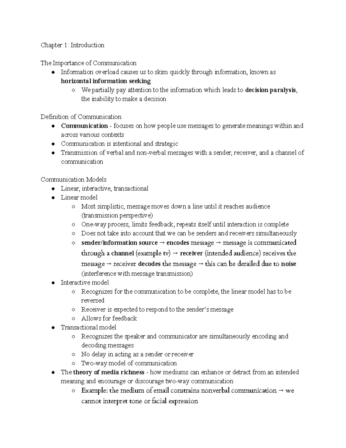 Chapter 1 Notes - Chapter 1: Introduction The Importance of ...