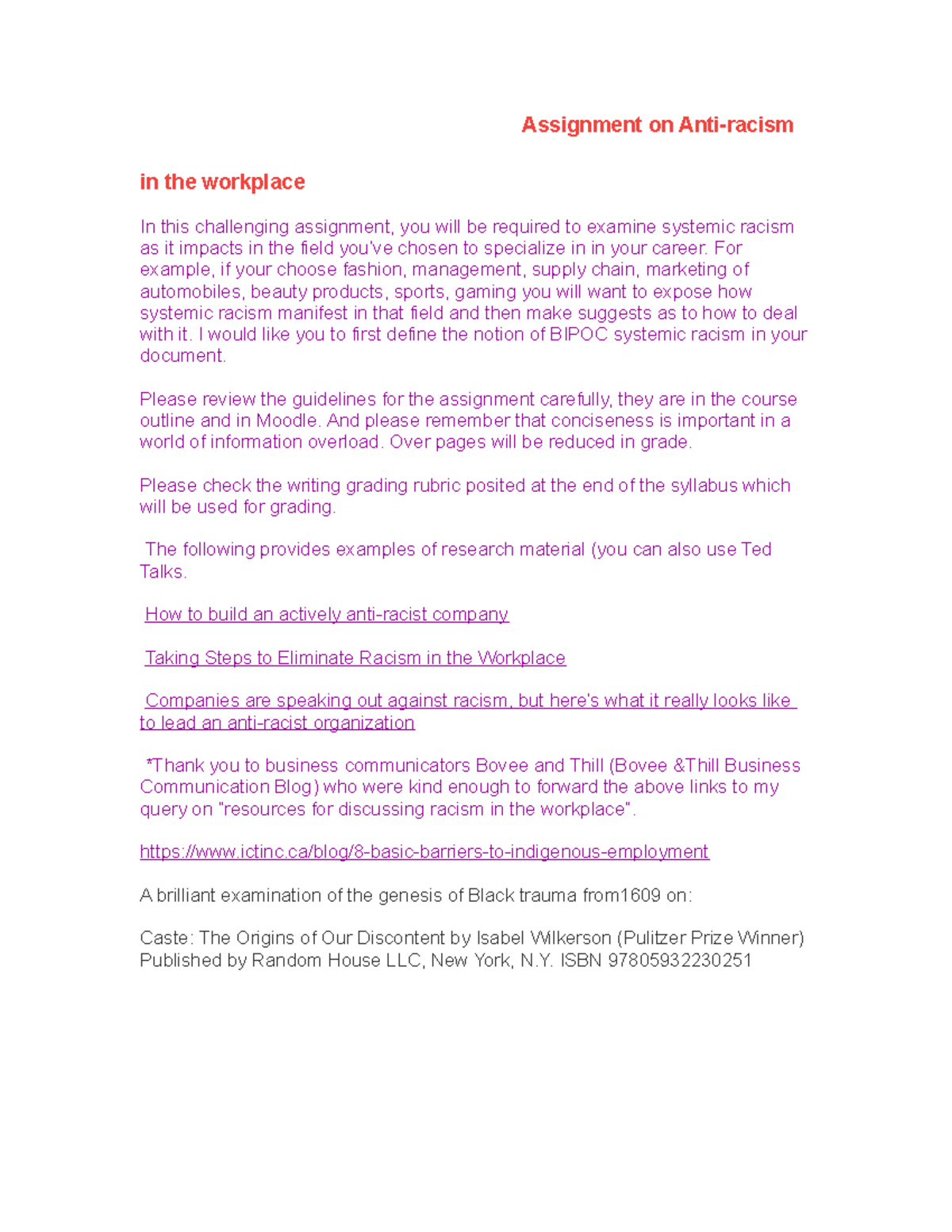 Assignment on Anti - anti racism in the workplace doc - Assignment on ...