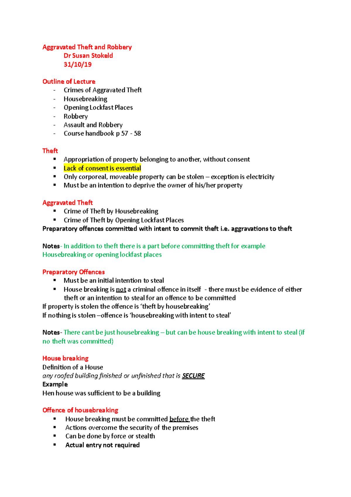 Lecture 23- Aggravated Theft and Robbery- 31:10 - Aggravated Theft and ...