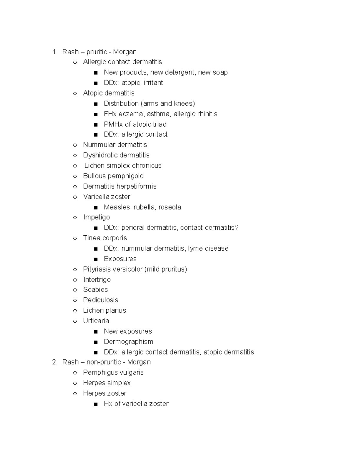 Problem Focused Hx Prep - Rash – pruritic - Morgan Allergic contact ...