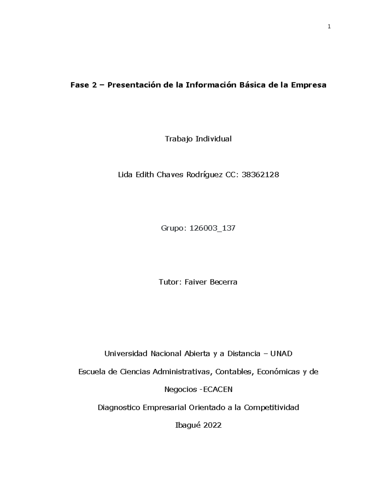 Fase 2 – Presentación de la Información Básica de la Empresa - Fase 2 ...