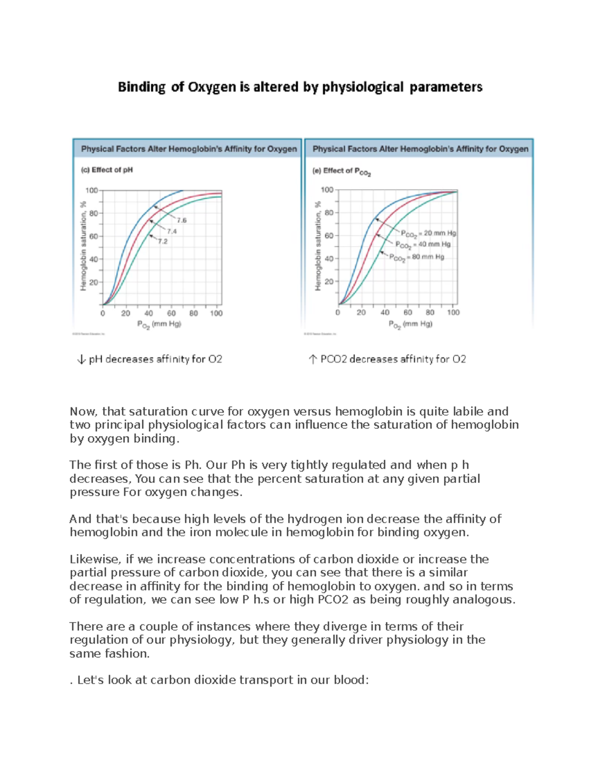 Respiratory, perfusion, sensors - Now, that saturation curve for oxygen ...