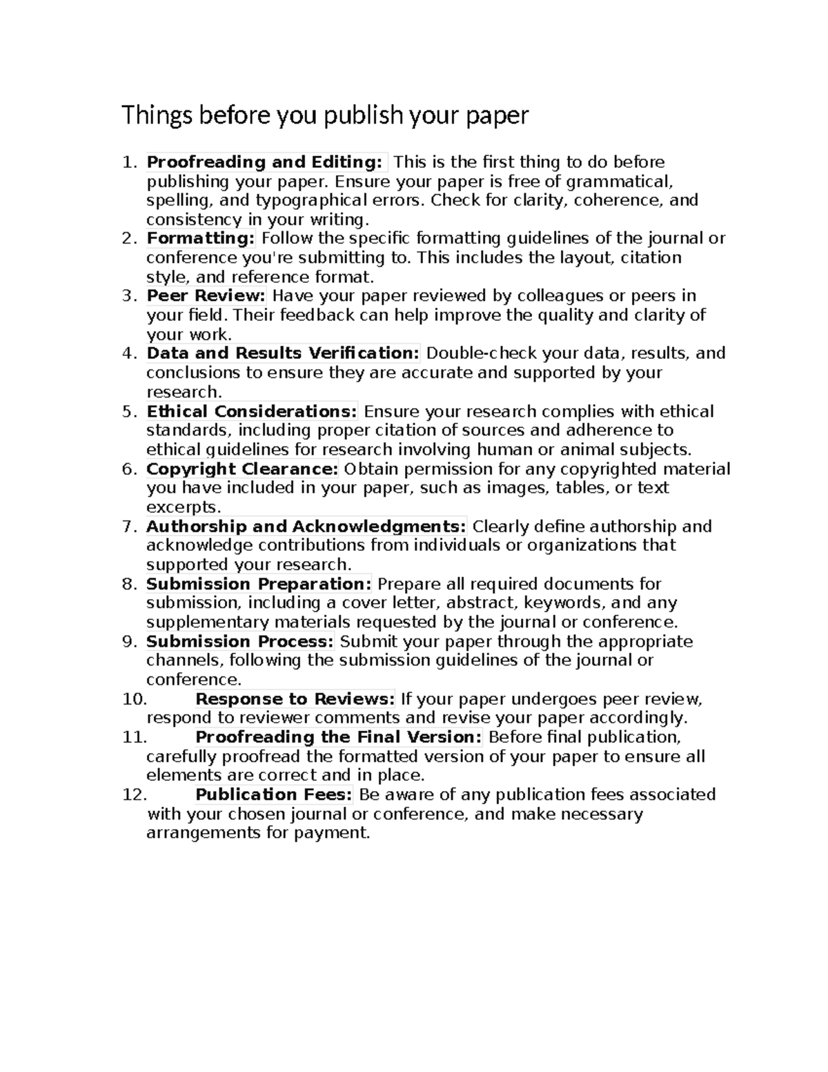 Things before you publish your paper - Proofreading and Editing: This ...