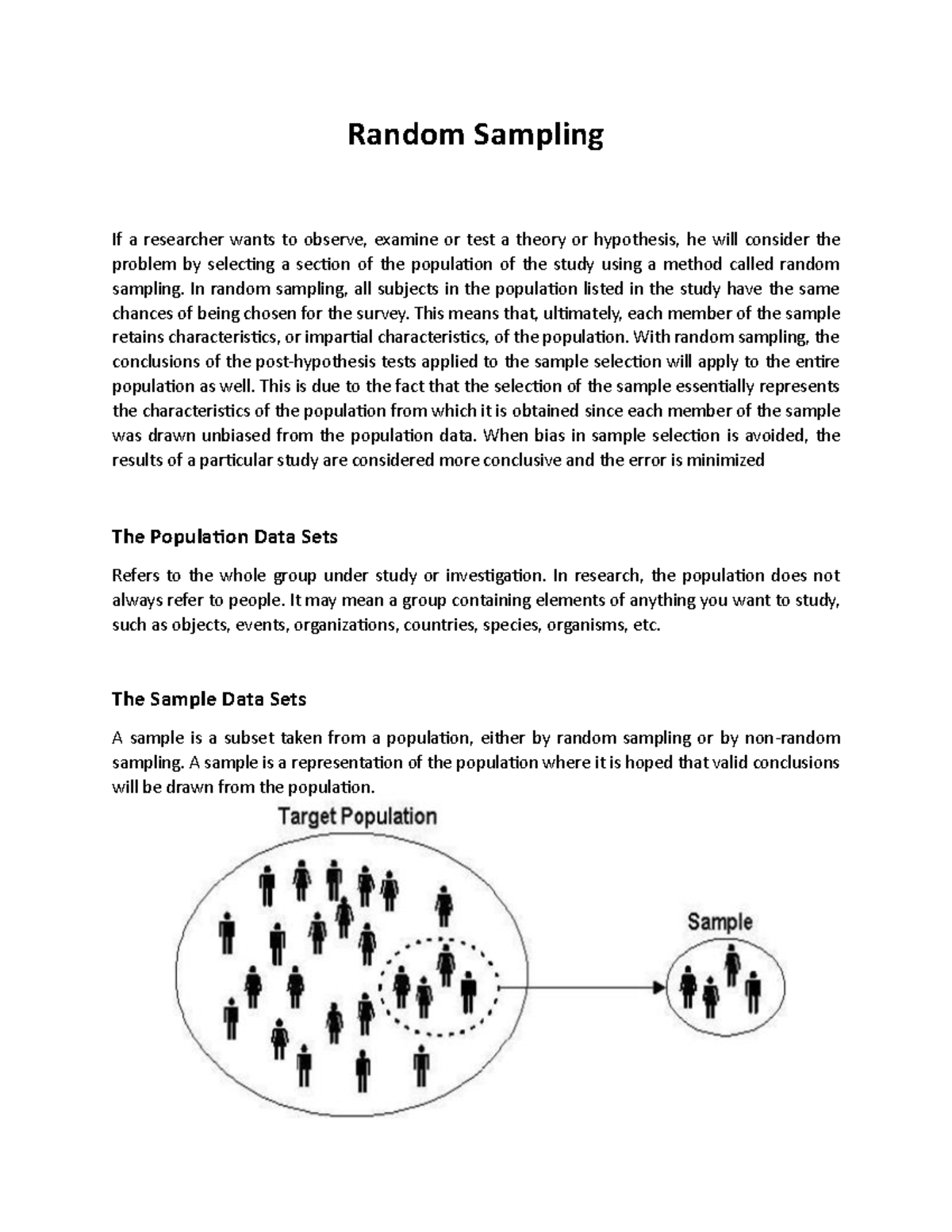 Random Sampling - This is for giude - Random Sampling If a researcher ...