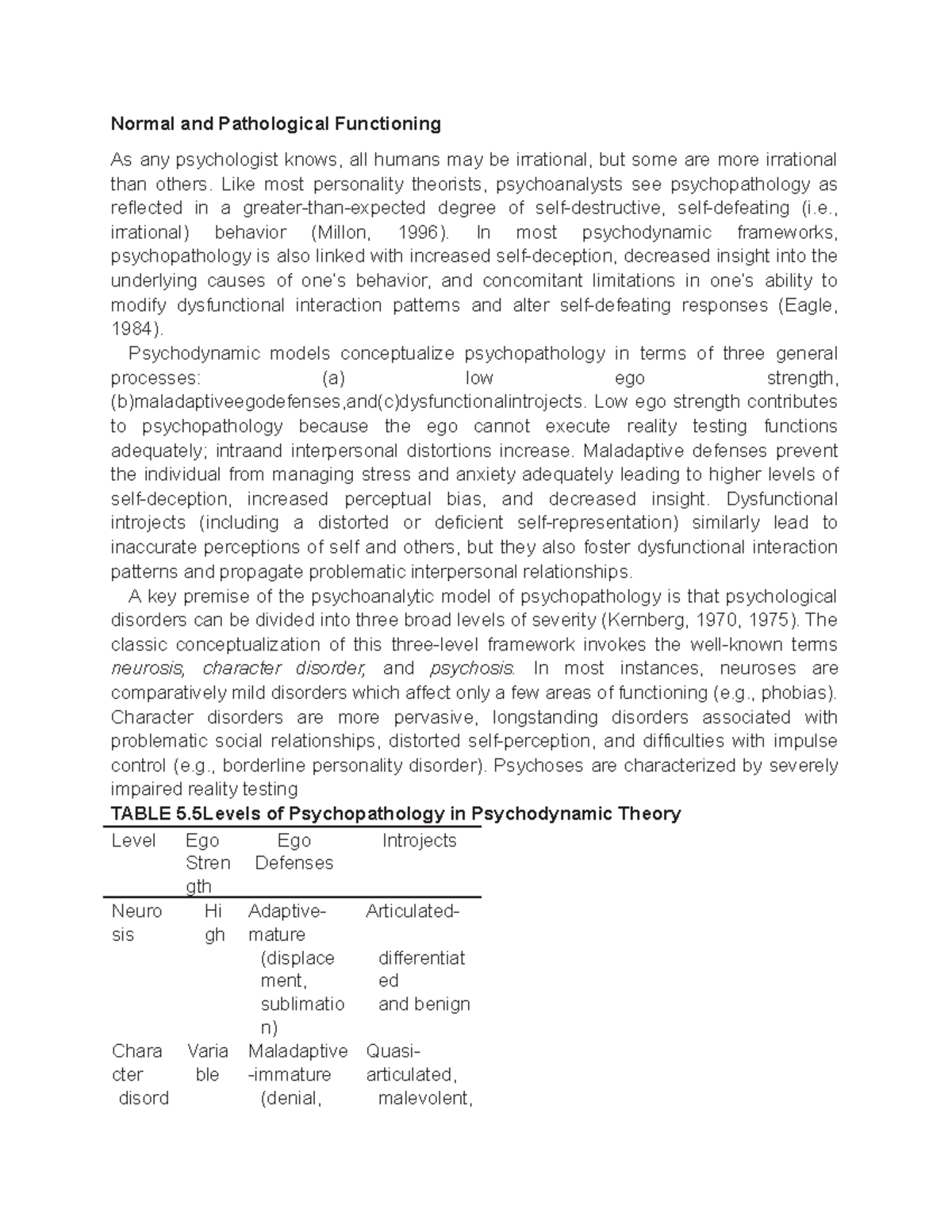 5.5 Psychodynamic Models of Personality - Normal and Pathological ...