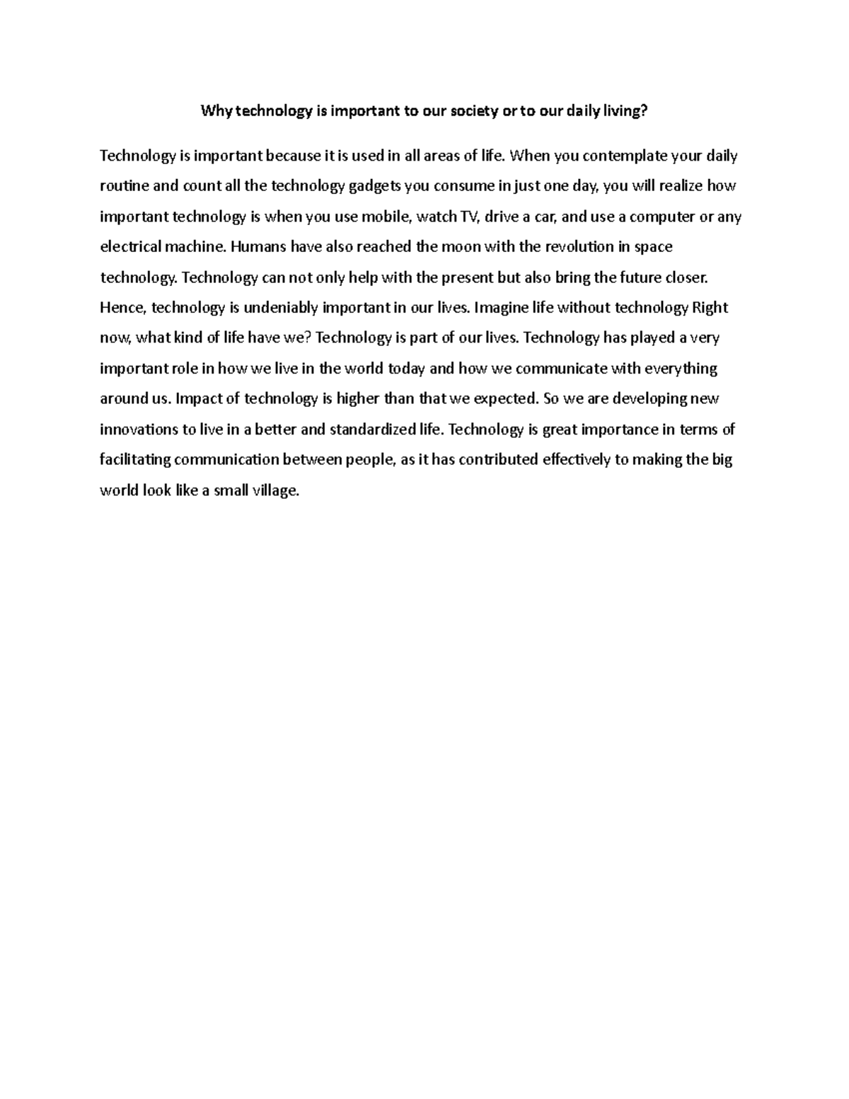 MST-WPS Office - Essay - Why technology is important to our society or ...