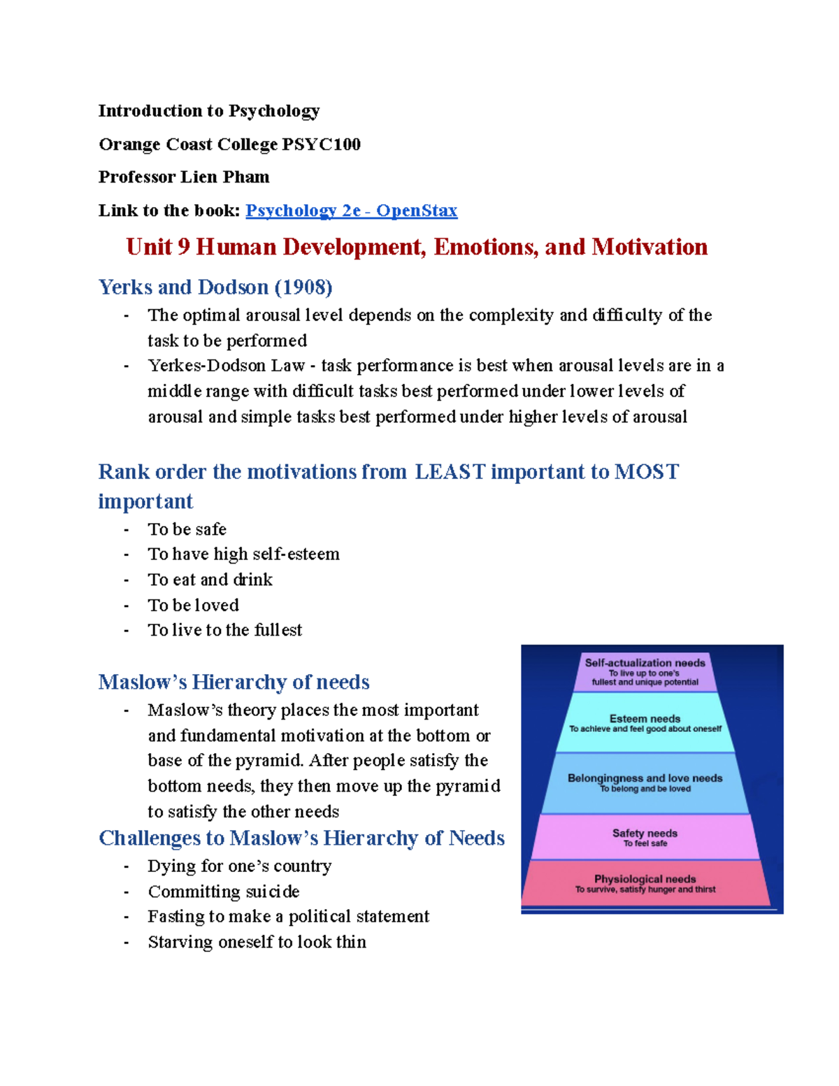 Unit 9 Human Development, Emotions, and Motivation - Introduction to ...