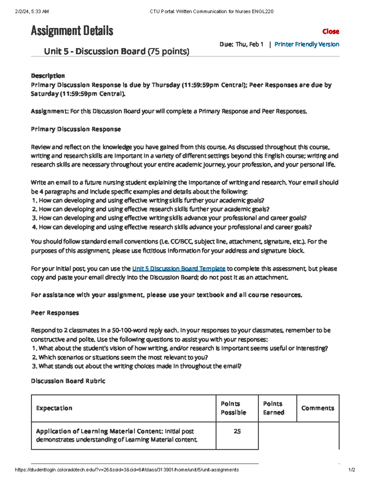 CTU Portal Written Communication for Nurses ENGL220 - 2/2/24, 5:33 AM ...