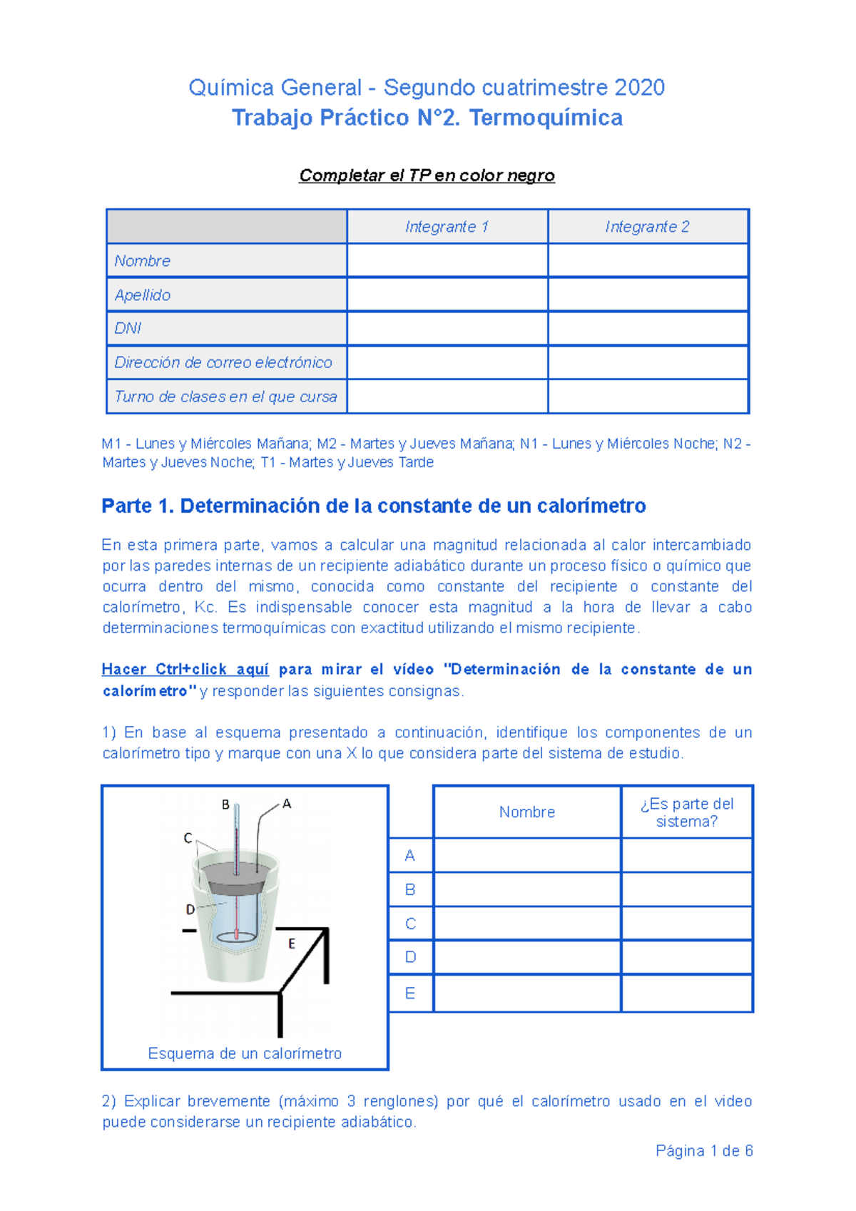 - TP N°2 Termoquímica 2c2020 - Química General - Segundo cuatrimestre ...