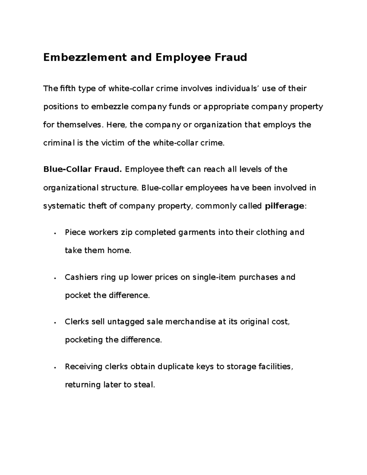 Embezzlement and Employee Fraud - Here, the company or organization ...