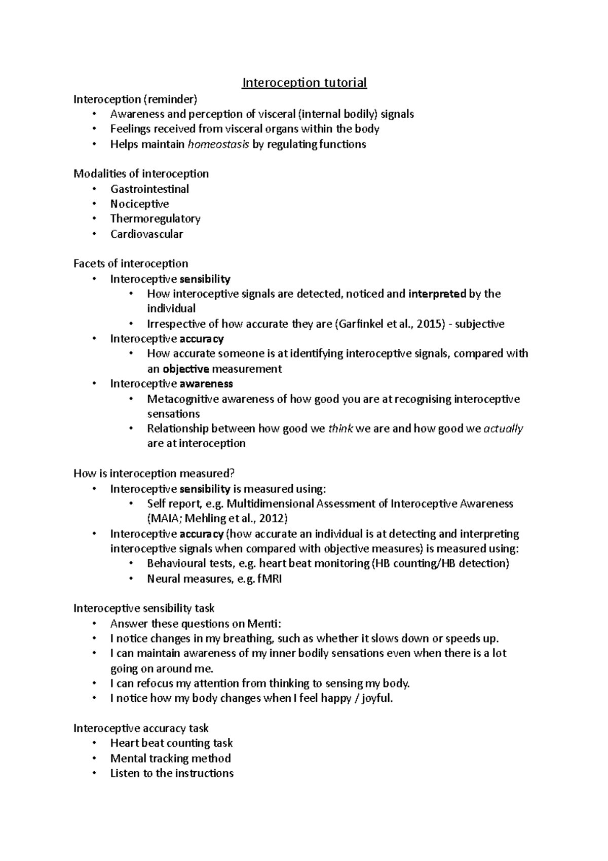 B&B Interoception tutorial - Interoception tutorial Interoception ...
