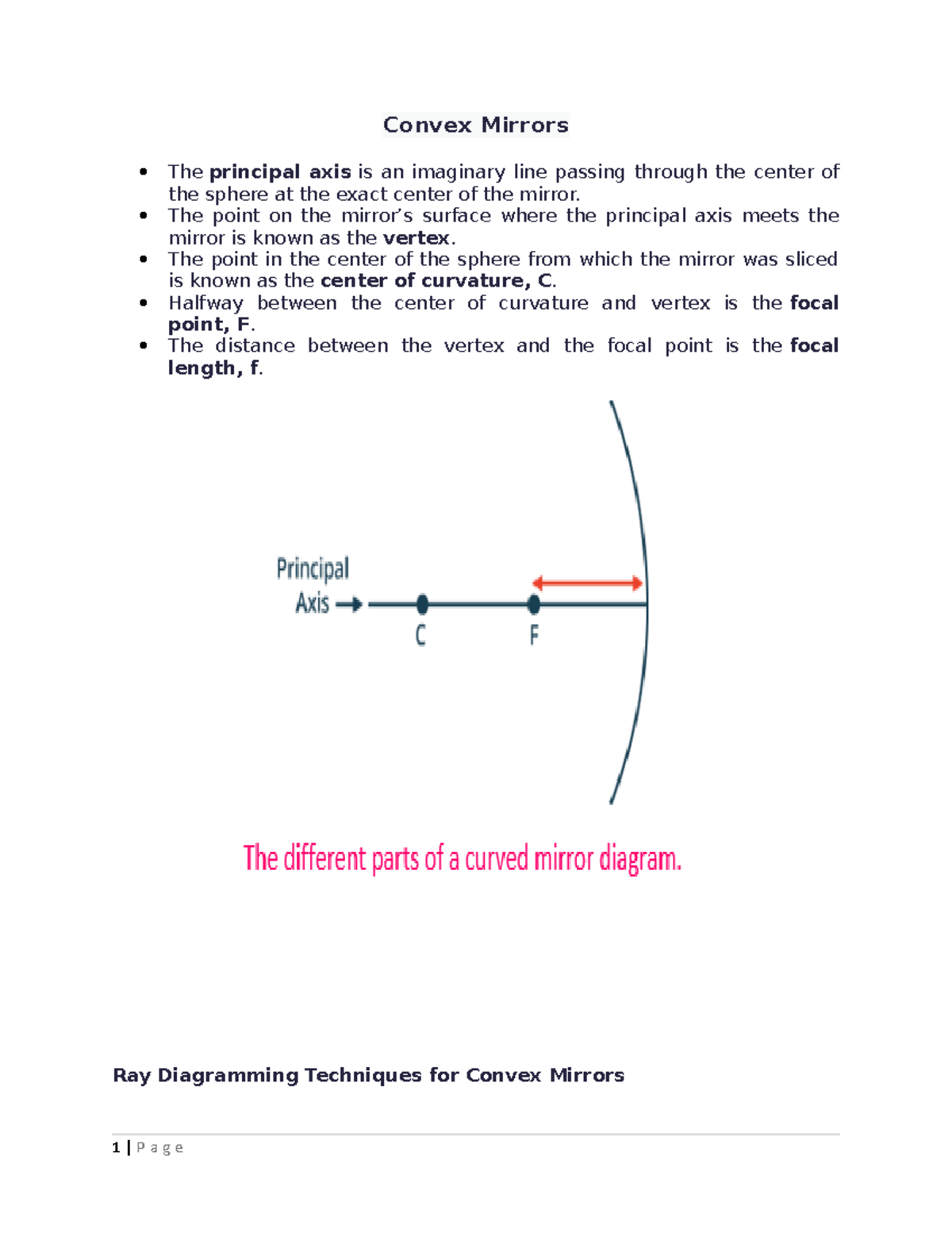 Convex Mirrors - Convex Mirrors The principal axis is an imaginary line passing through the ...