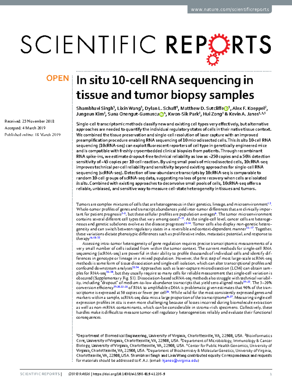2. paper rna seq tumore - nature/scientificreports In situ 10-cell RNA ...
