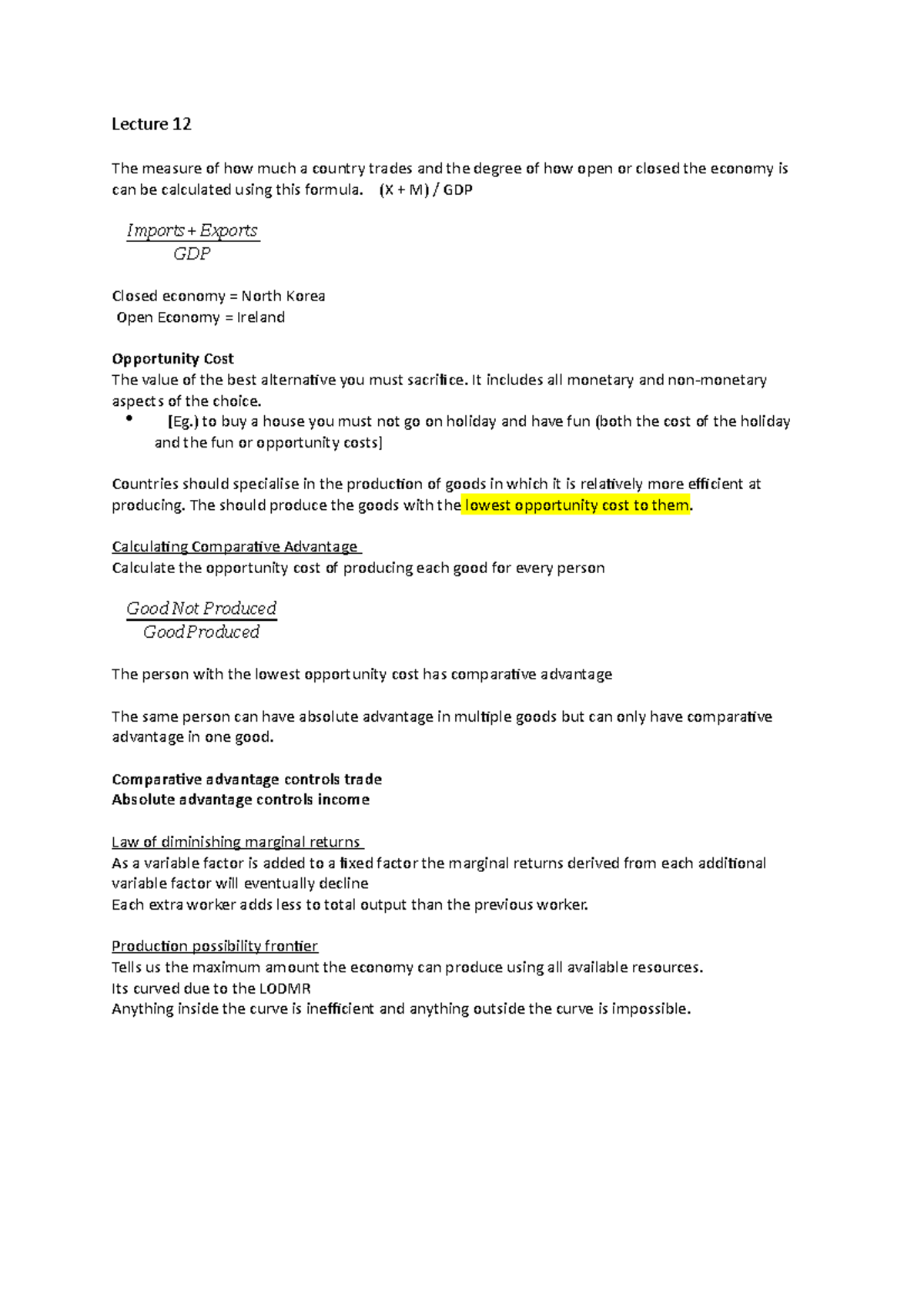 Lecture 12 - Week 12 Summary notes - Lecture 12 The measure of how much ...