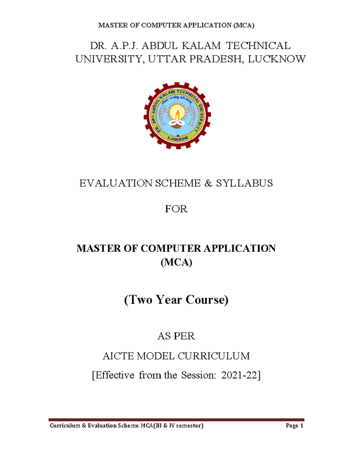 MCA Second Year Detailed Syllabus 2021 22 final copy - Curric M culum ...