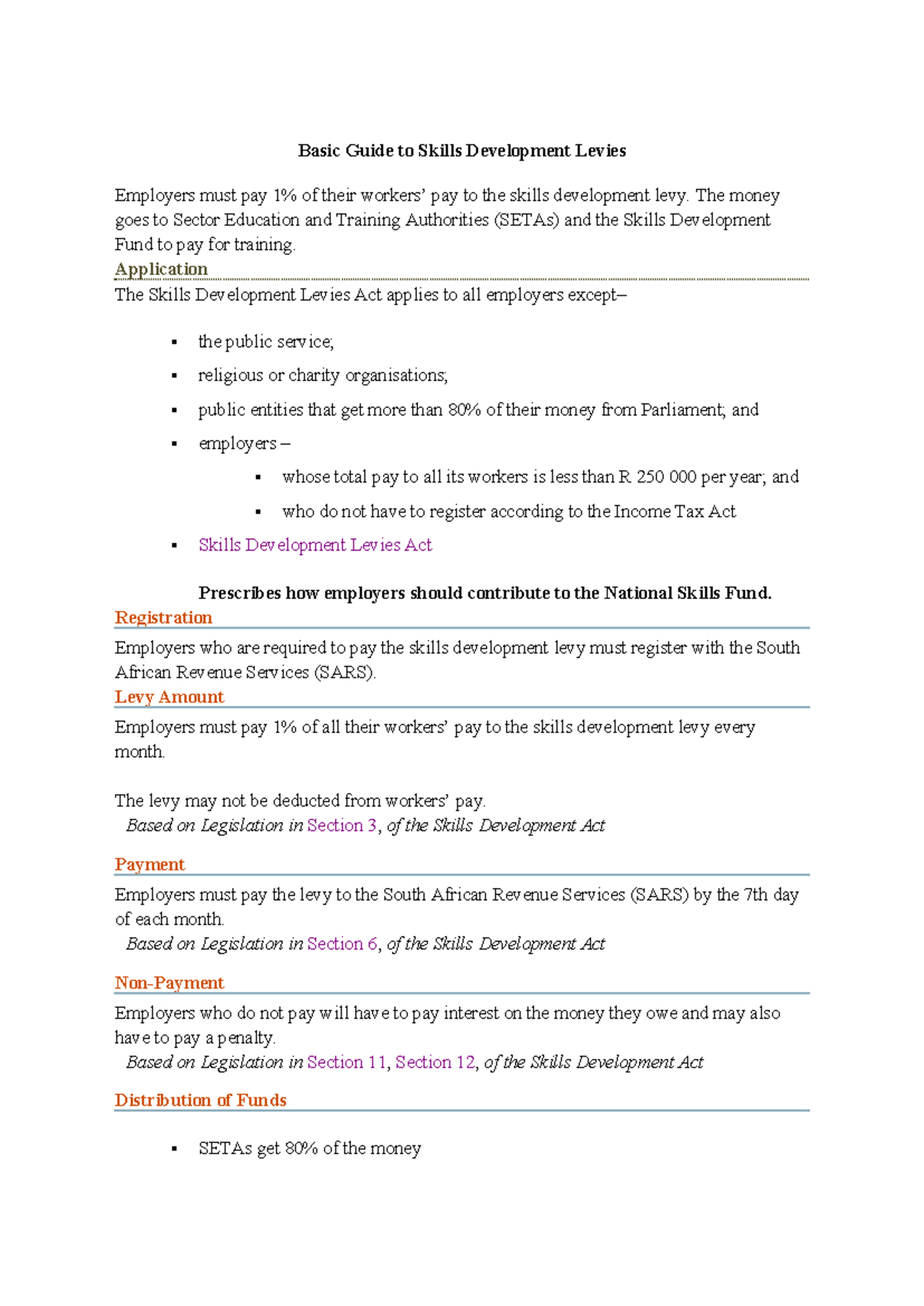 Basic Guide to Skills Development Levies - Basic Guide to Skills Development Levies Employers ...