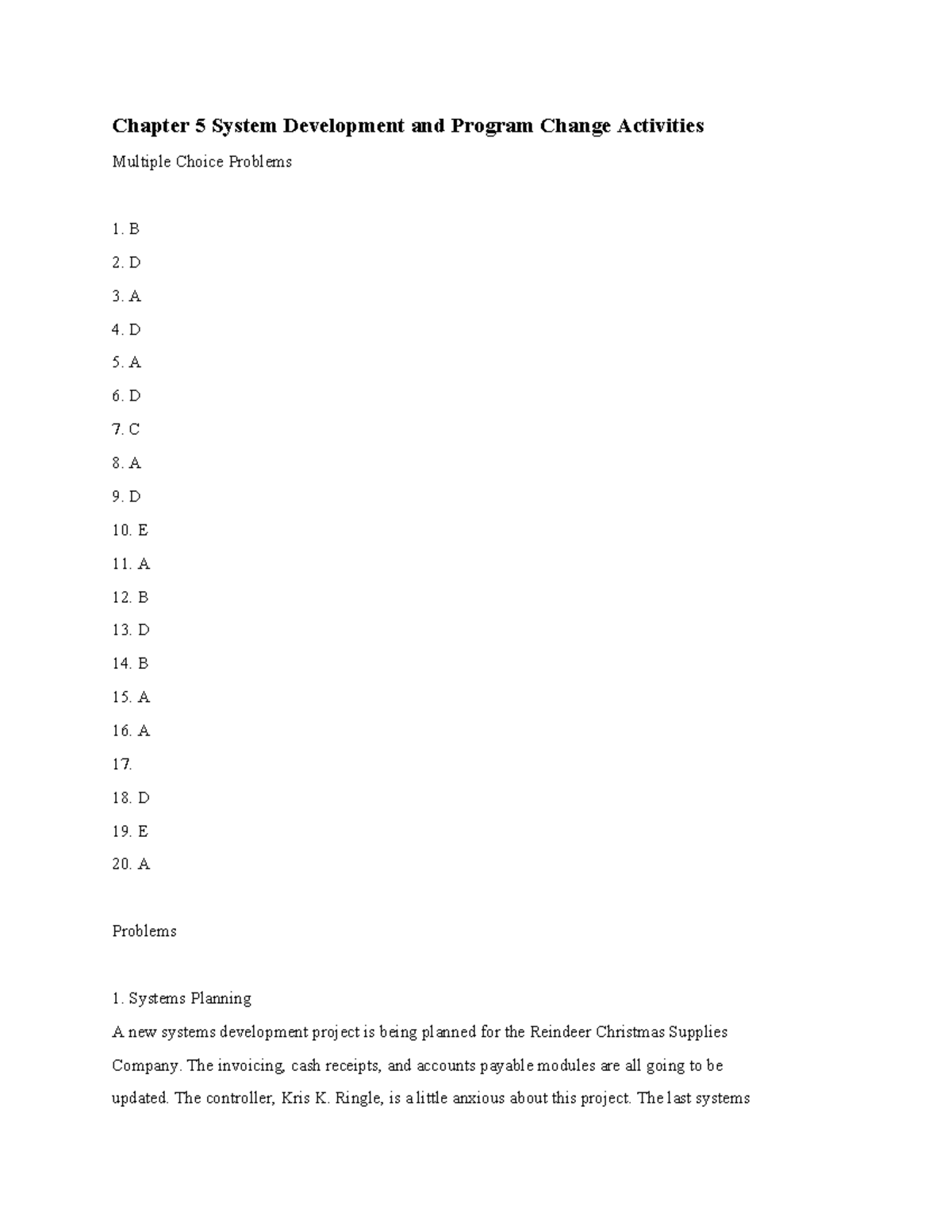 Pdfcoffee - Chapter 5 - Chapter 5 System Development and Program Change Activities Multiple ...