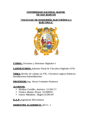 Informe Final 2 DE Circuitos Electronicos 1 - I. Nosotros trabajaremos con los diodos, a la vez ...