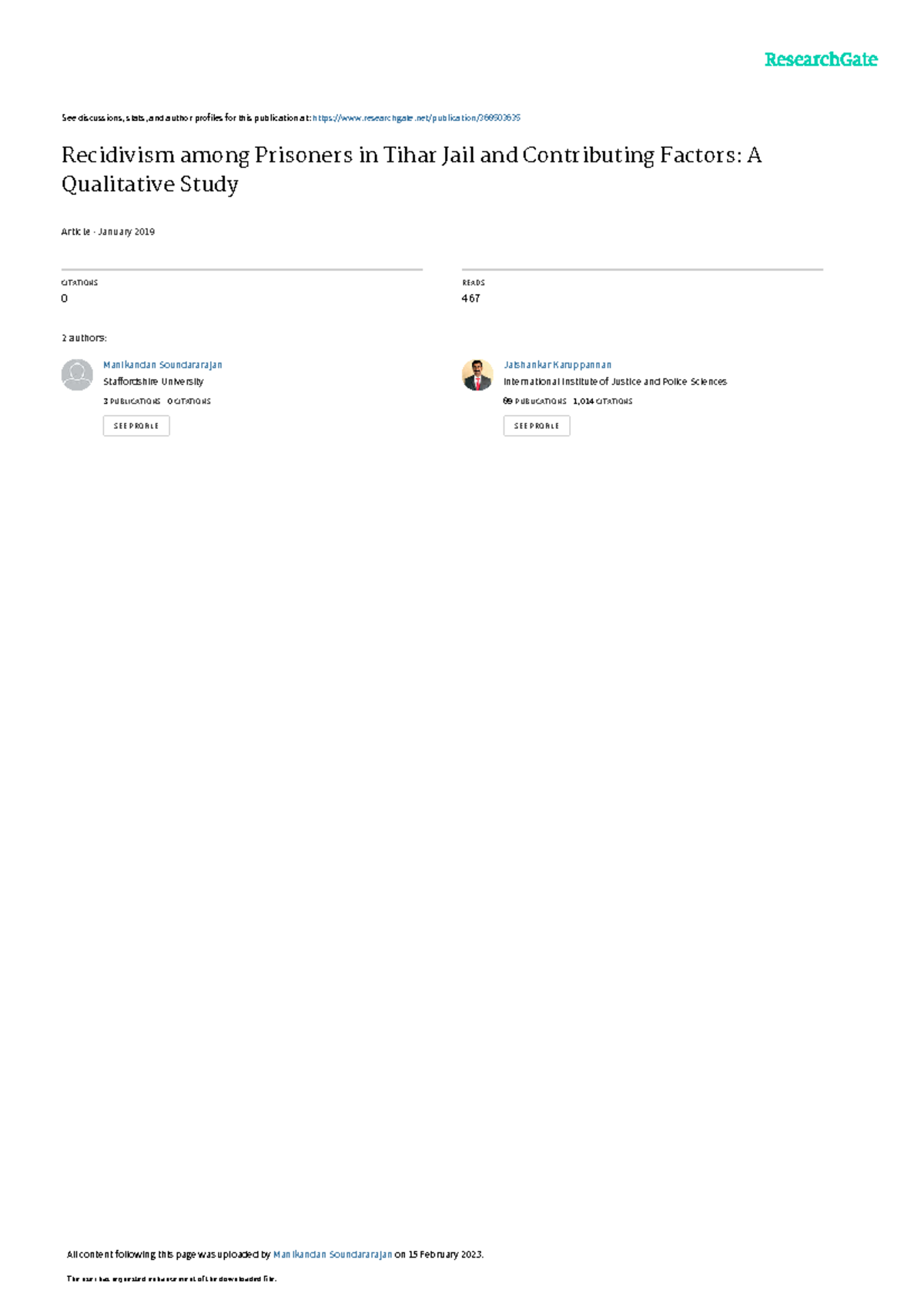 Recidivism Study - gfghf - See discussions, stats, and author profiles ...