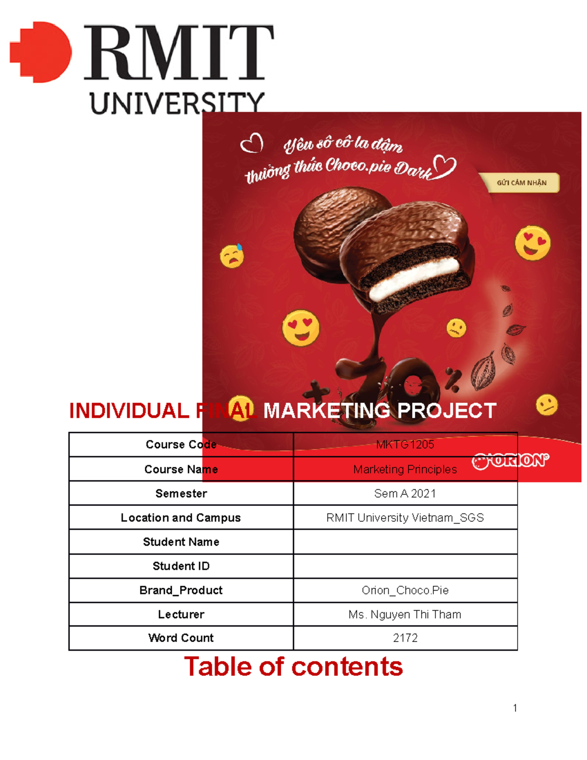 Individual Final Marketing Project - INDIVIDUAL FINAL MARKETING PROJECT ...