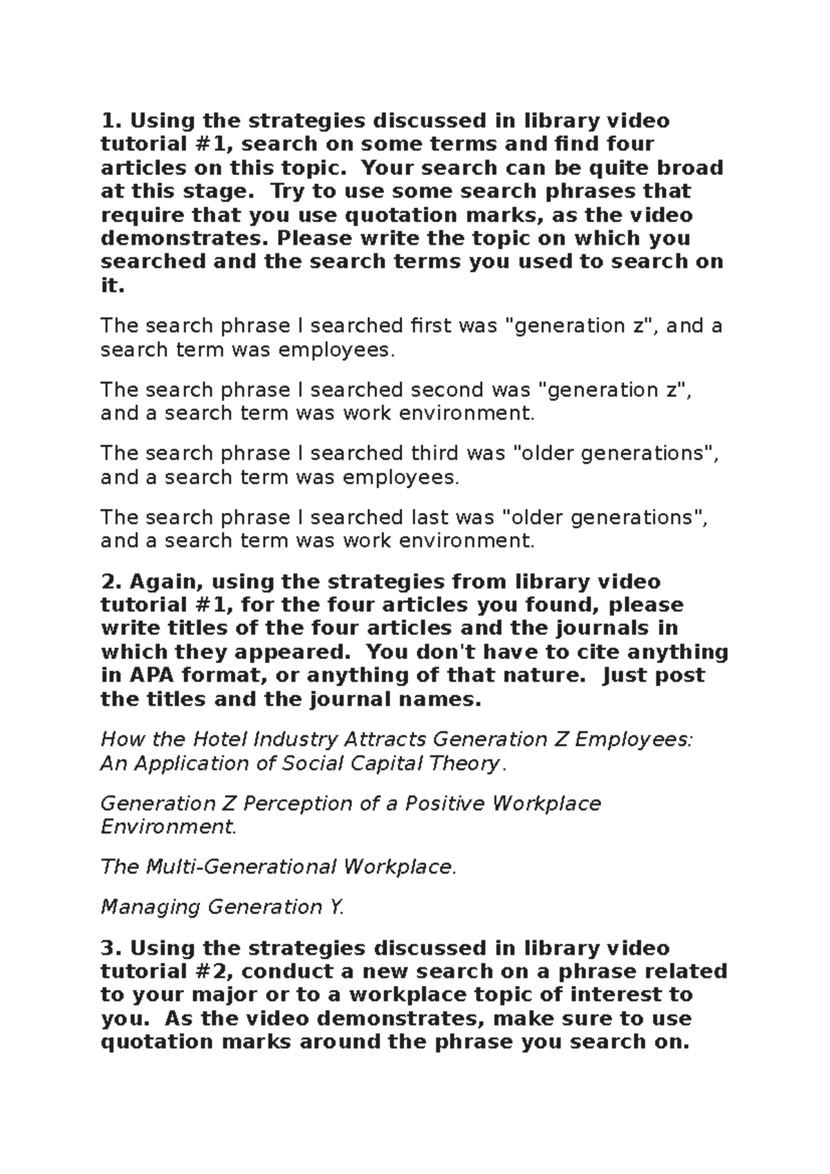Discussion Week 5 Exercises on Library Tutorials #1, #2, and #3 post2 ...
