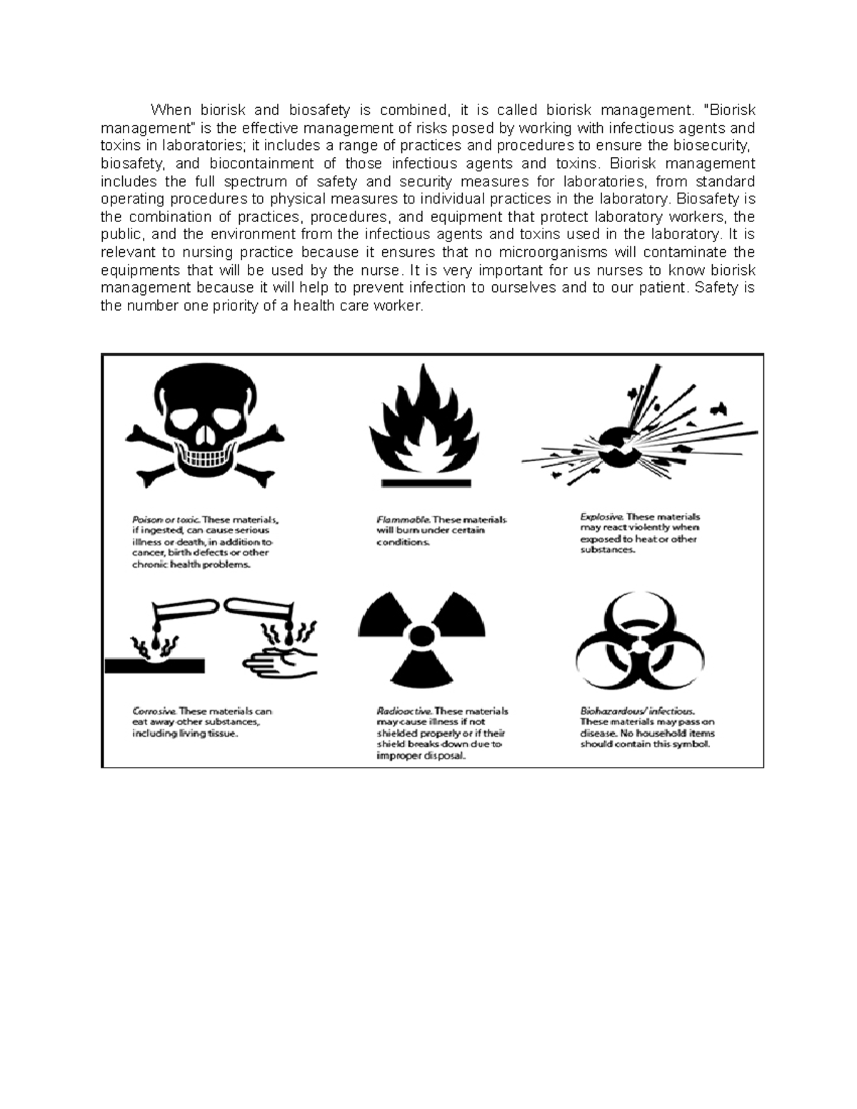 Micro para act - Biohazard - When biorisk and biosafety is combined, it ...
